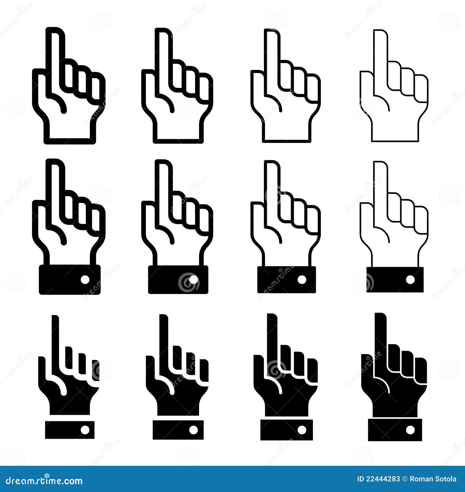 Warning Forefinger And Pointing Hand Labels Vector Illustration ...