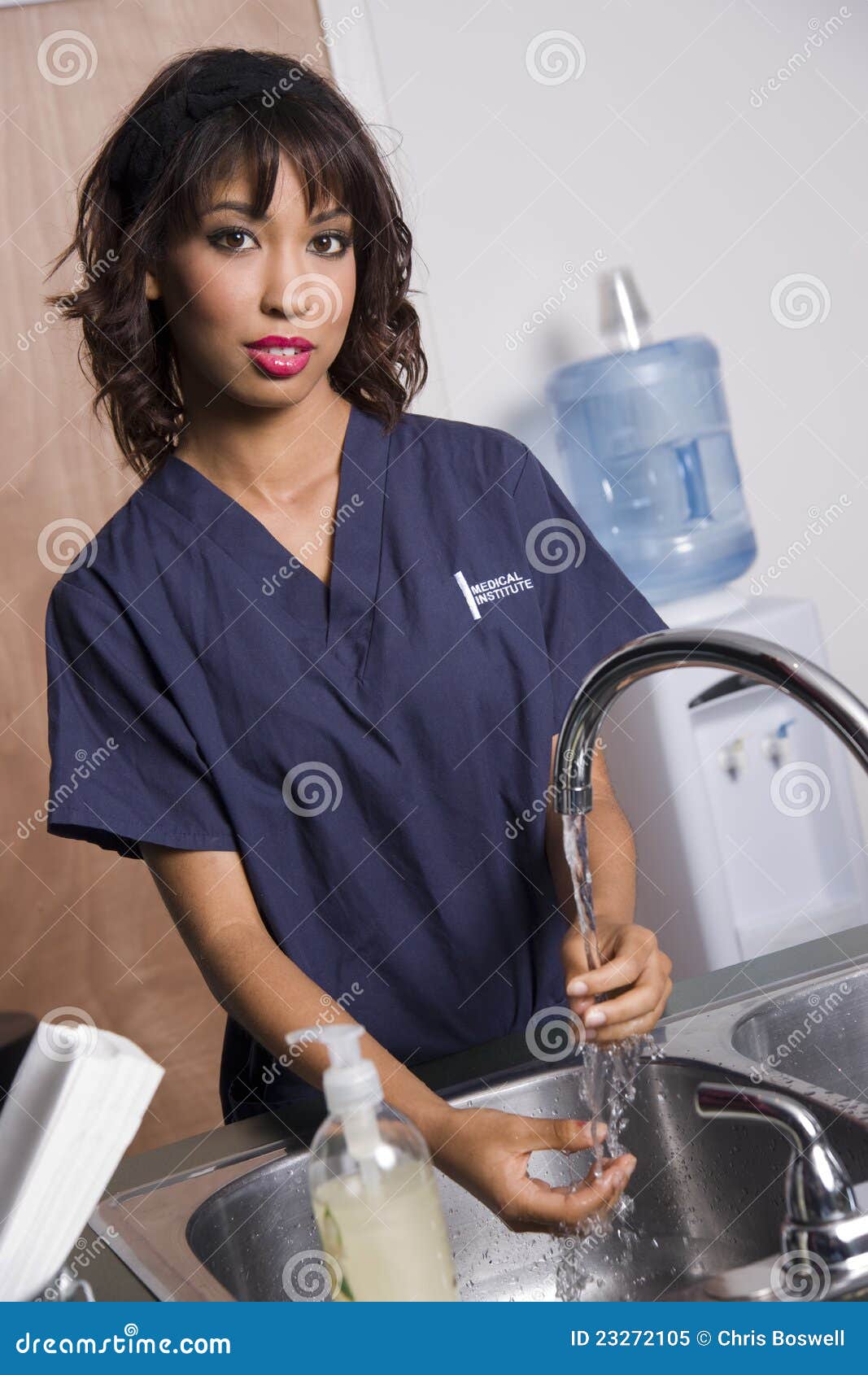 Health Care Nurse Routinely Washes Hands Working Stock Image - Image of ...