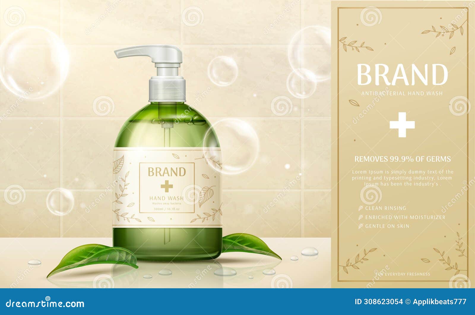 Hand wash ad template stock vector. Illustration of close - 308623054