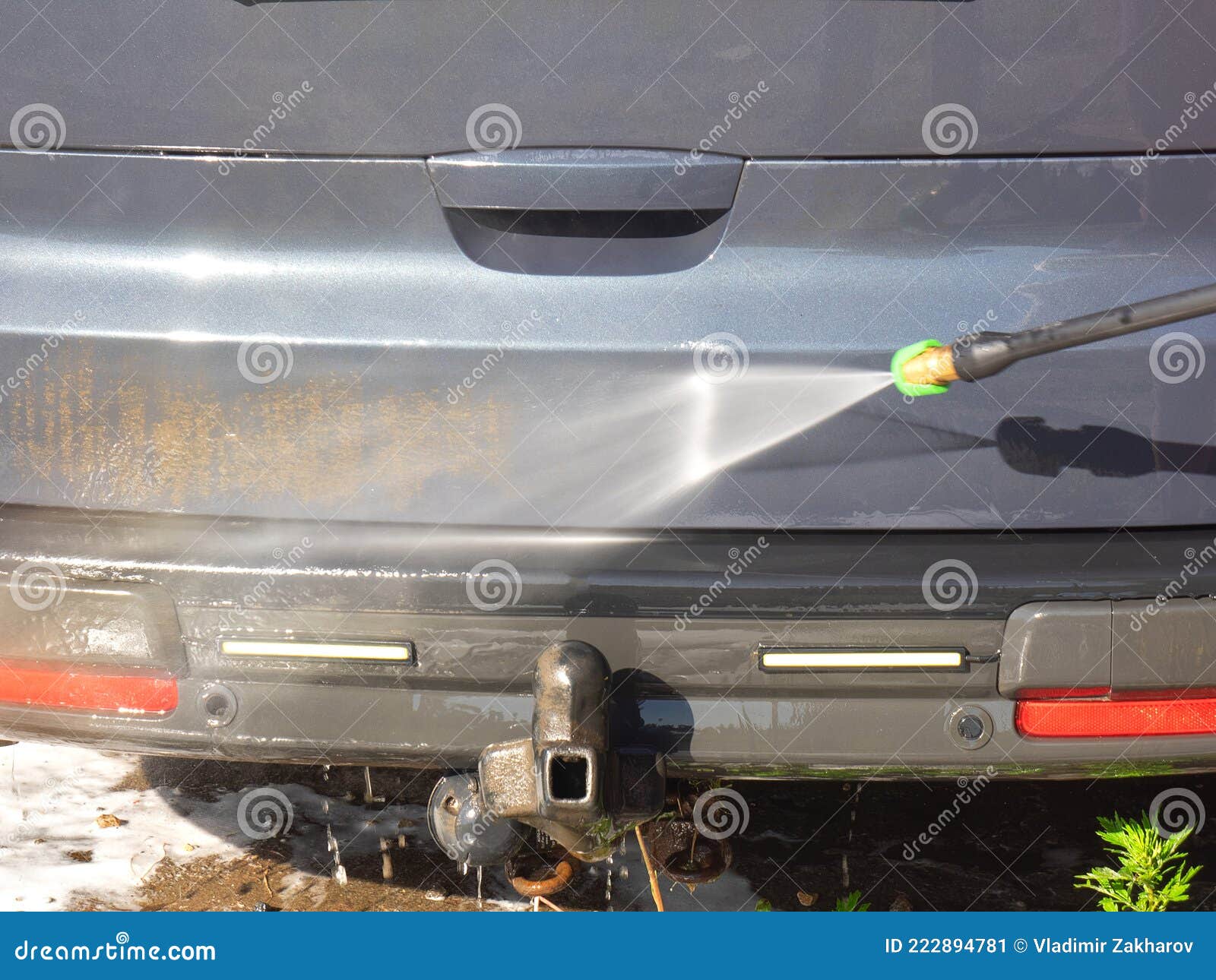 Hand Wash the Car with Water Jet Stock Image - Image of station, side ...