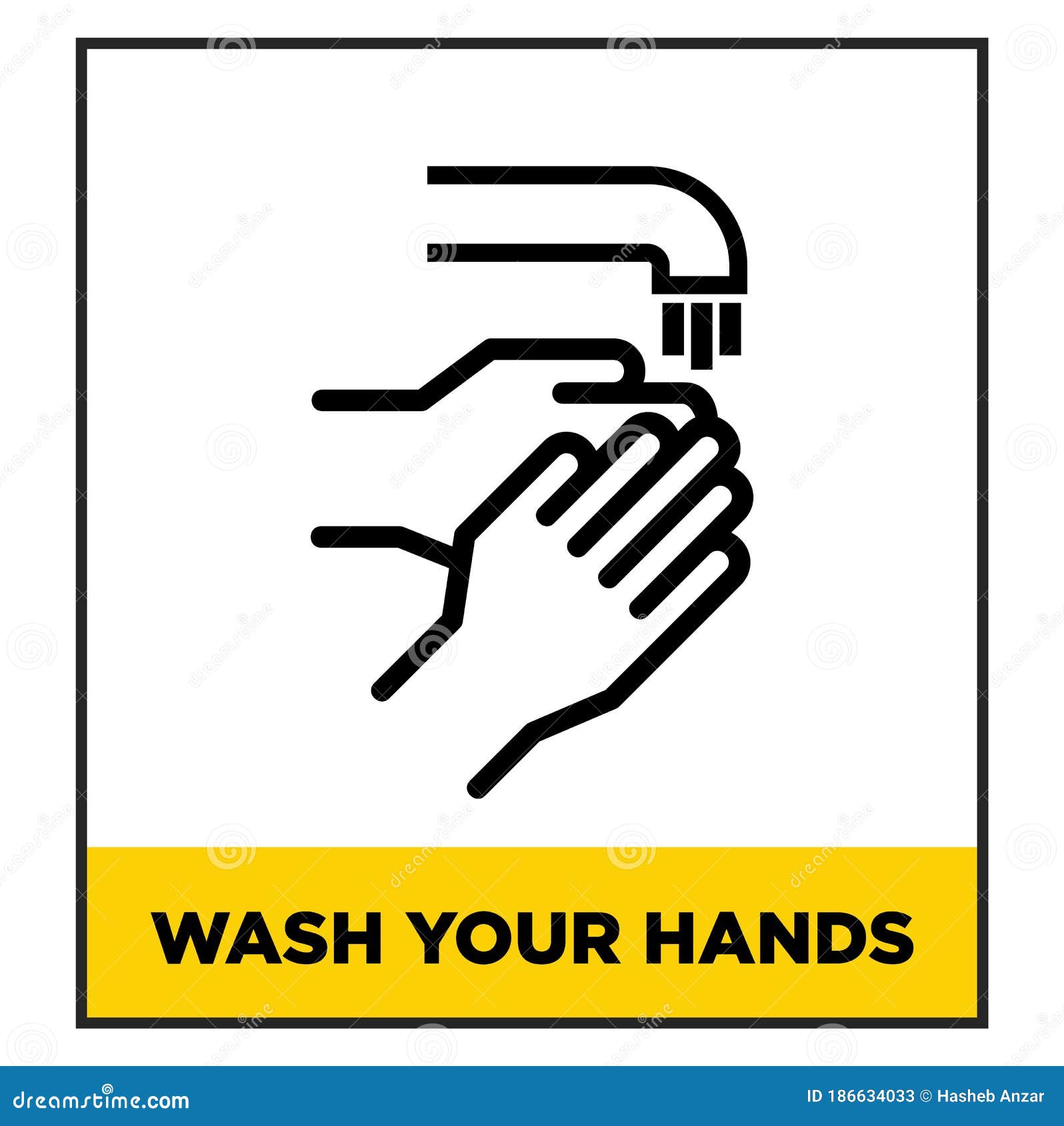 Hand Wash Sign Vector, Wash Your Hands Sign Stock Illustration ...