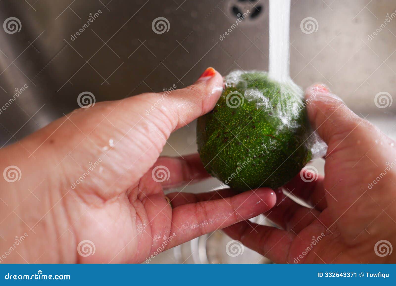 Hand Washing Avocado with Water Sprinkling Stock Image - Image of sink ...