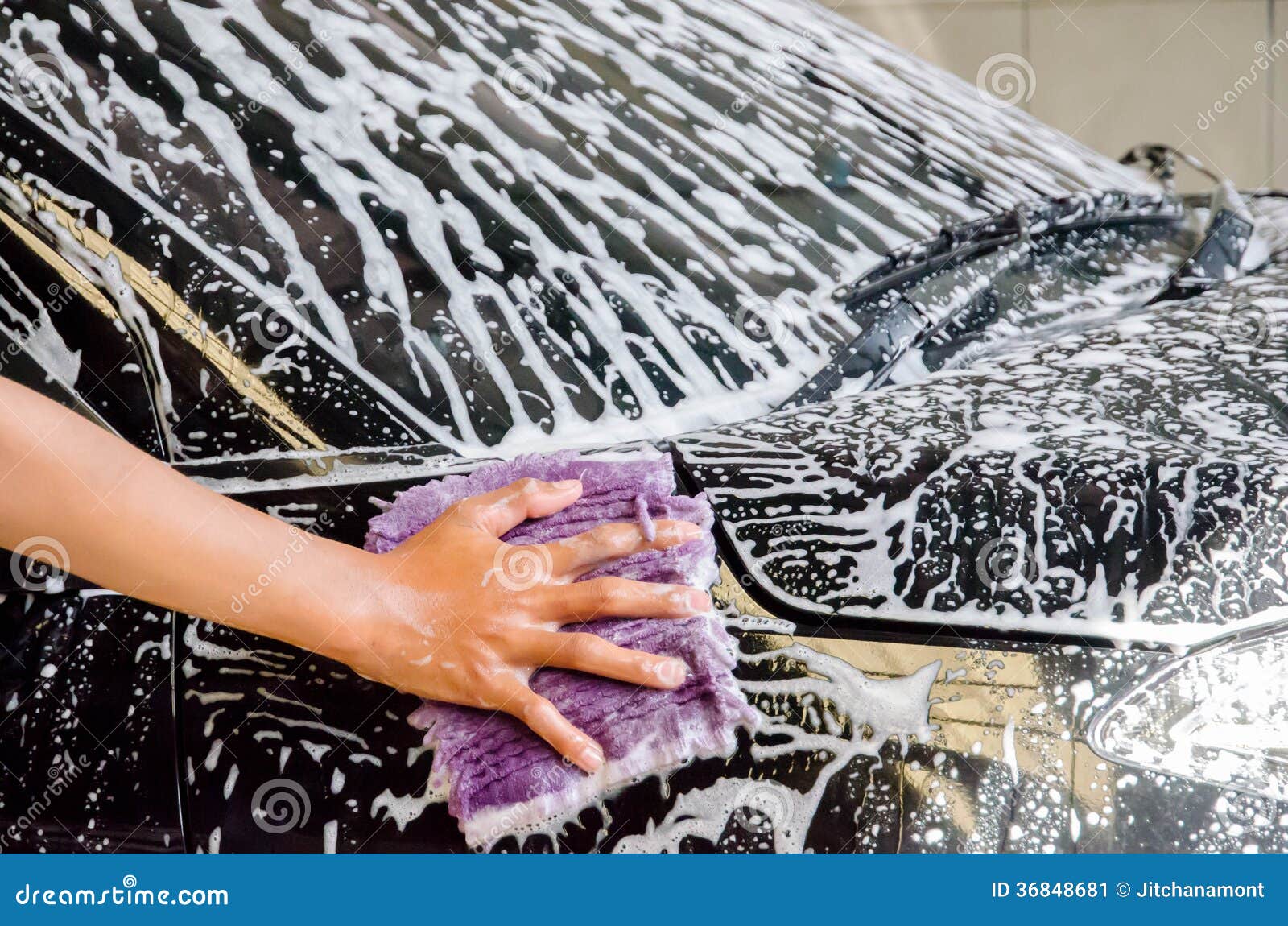 Hand Washing a Car with a Microfiber Cloth Stock Image - Image of hand ...