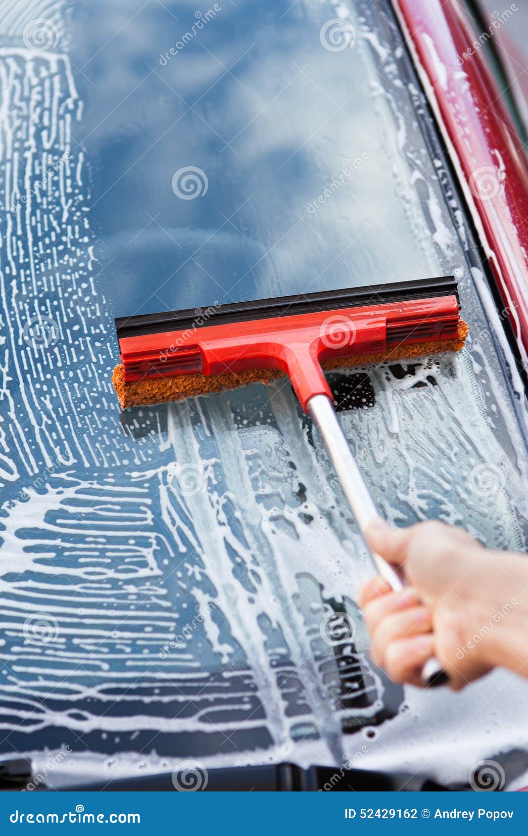 Hand Washing Car Window with Mop Stock Photo - Image of auto, plastic ...