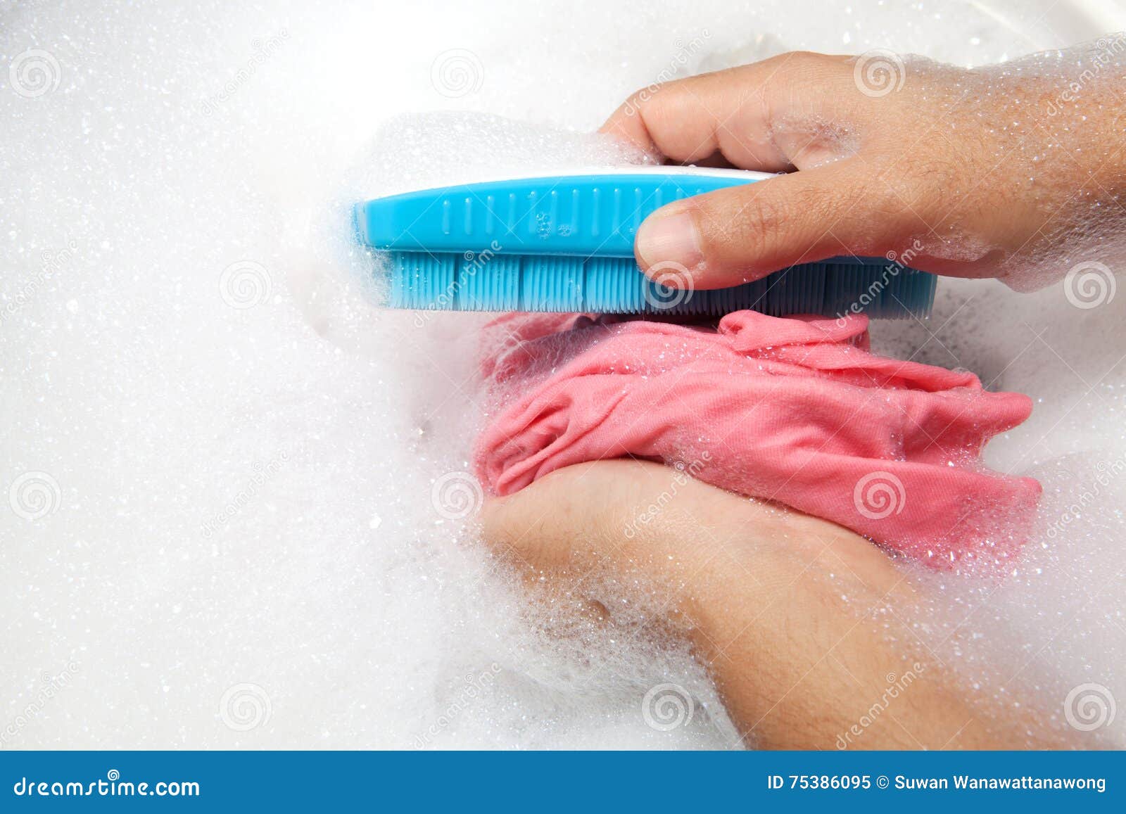 Hand Washing Clothes with Bubble Stock Image - Image of caucasian ...
