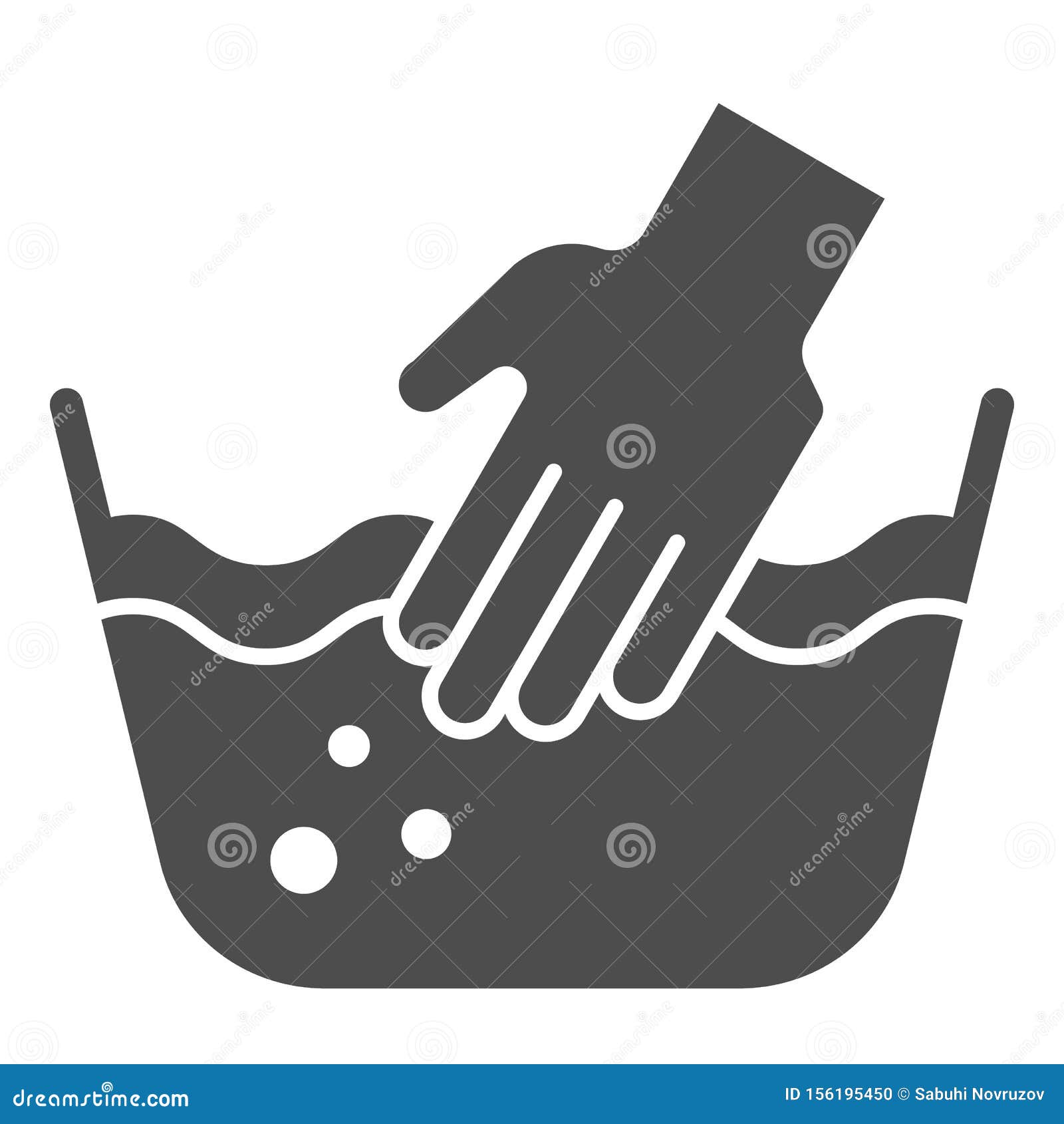 Hand Washing of Clothes Solid Icon. Hands in Basin Vector Illustration ...