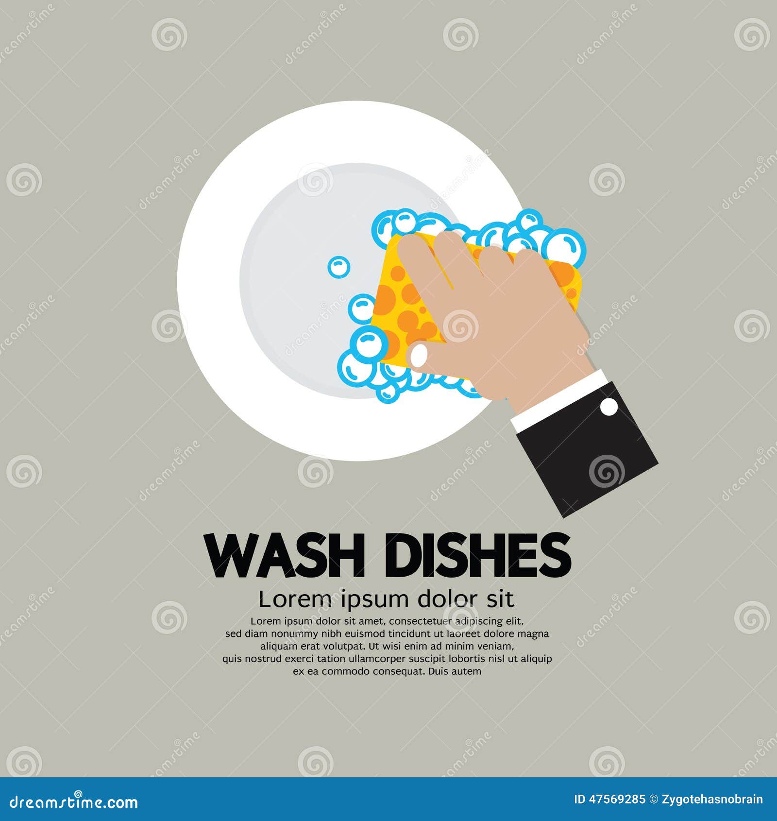 Hand Washing Dishes with Sponge Stock Vector - Illustration of foam ...