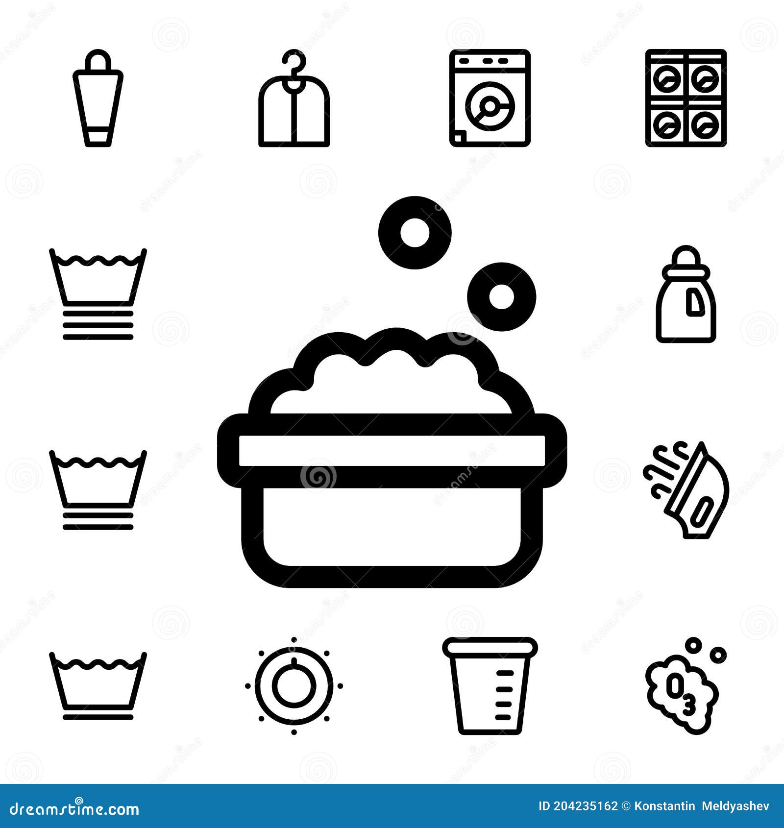 Hand Washing Flat Vector Icon in Laundry Pack Stock Vector ...