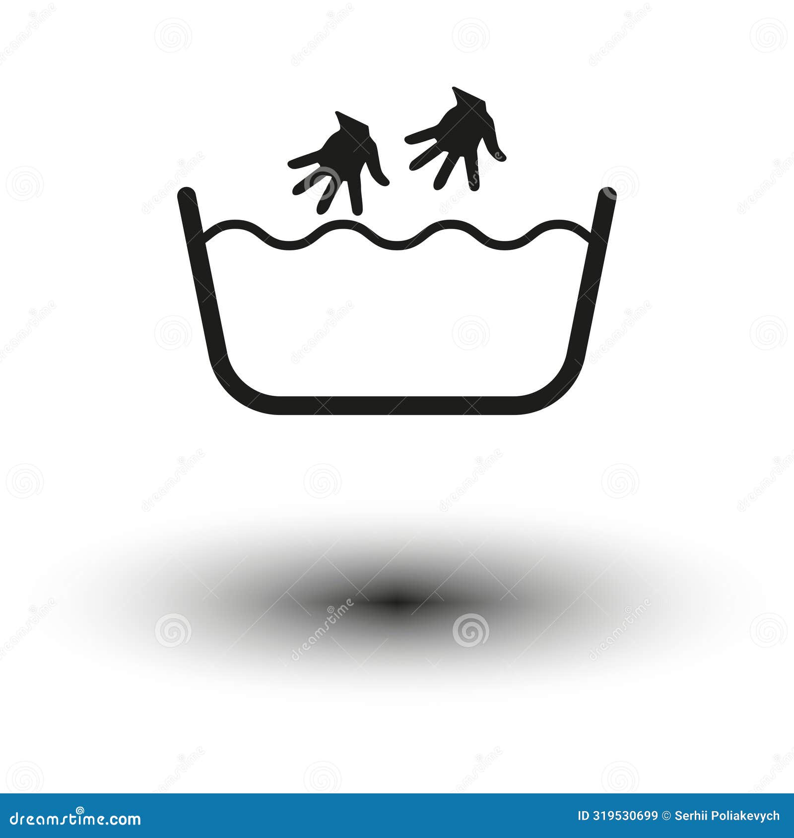 Hand Washing Icon with Water Basin Symbol. Stock Vector - Illustration ...