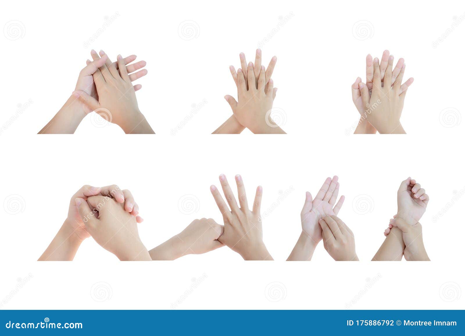 Hand Washing Medical Procedure Step by Step. Isolated on White ...