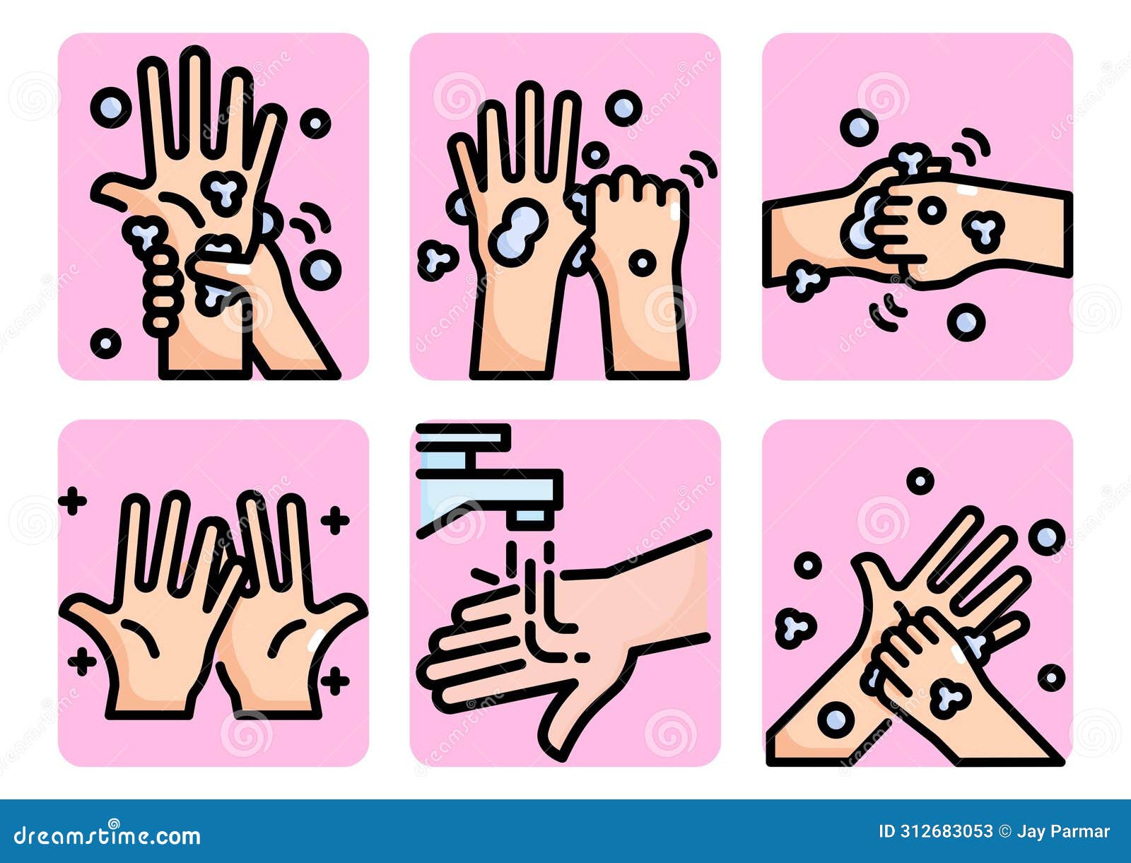 Hand Washing Sequencing Cards - 3 Stock Illustration - Illustration of ...