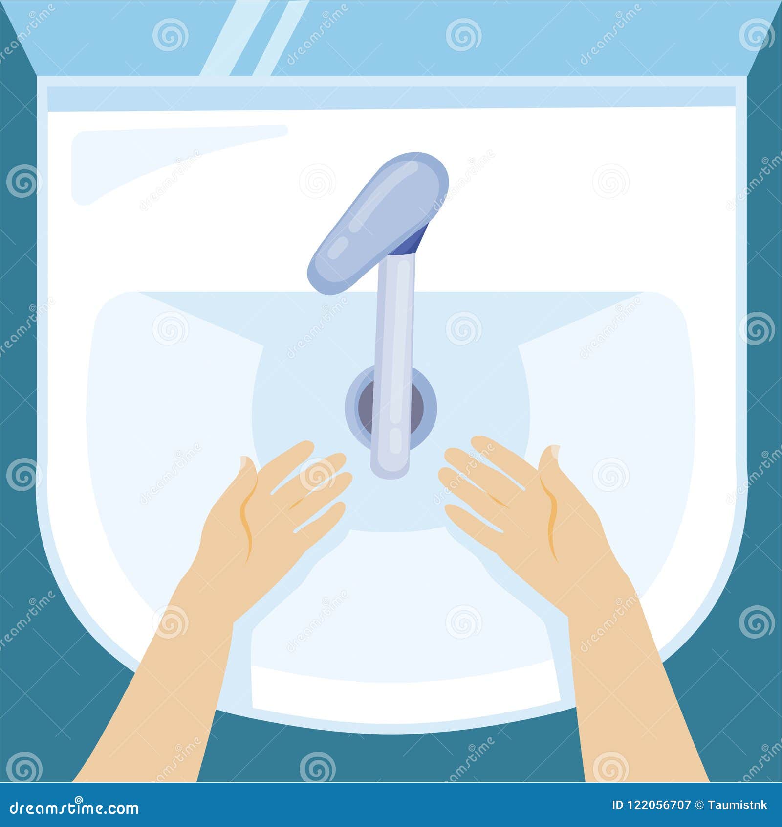 Hand Washing In The Sink Cartoon Vector | CartoonDealer.com #122056707