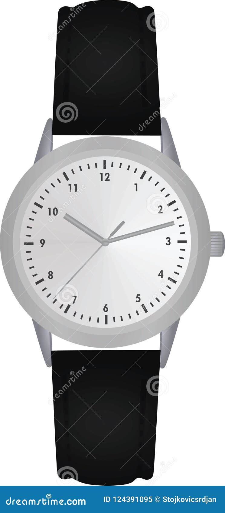 Hand Watch with Analog Clock Stock Vector - Illustration of belt ...