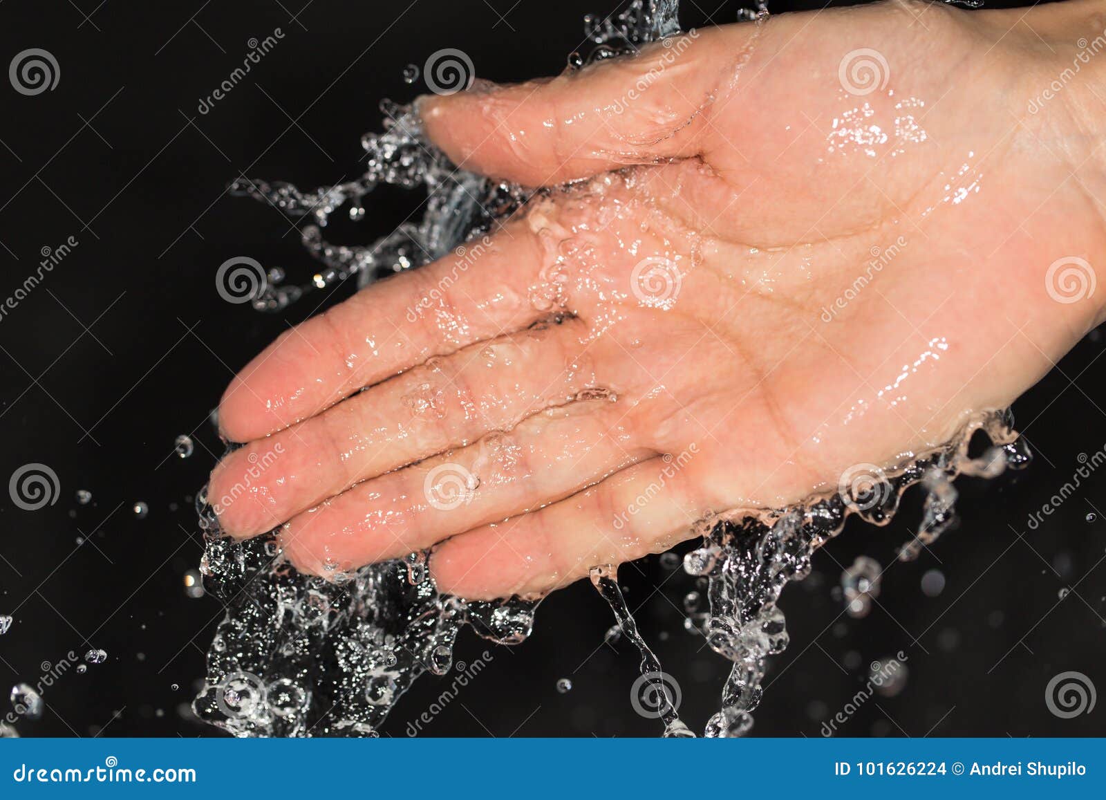 Hand in Water on a Black Background Stock Photo - Image of finger, drop ...