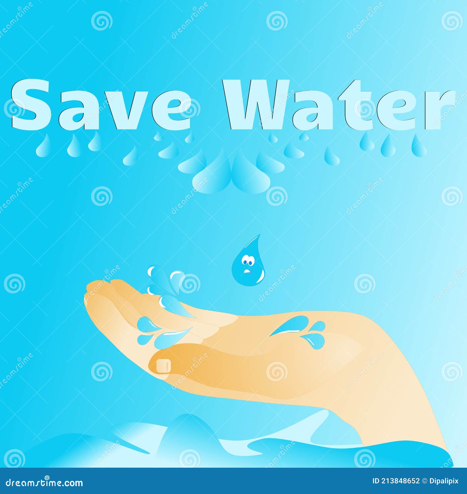 A Hand with a Water Drop for Water Conservation Concept Stock Vector ...