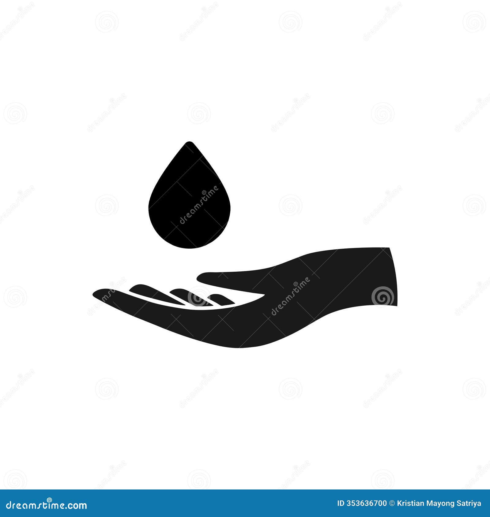 Hand and Water Drop Icon Save Water Symbol Vector on White Background ...