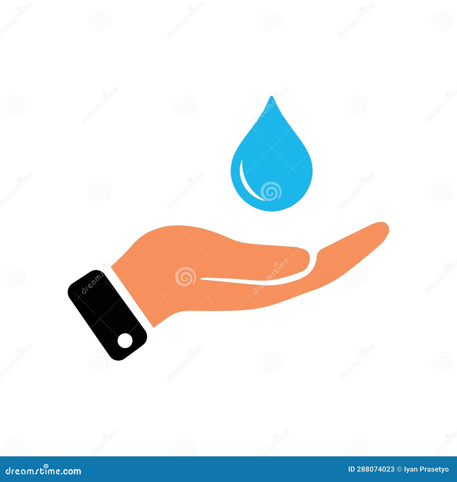 Hand and Water Drop Vector Icon Stock Illustration - Illustration of ...