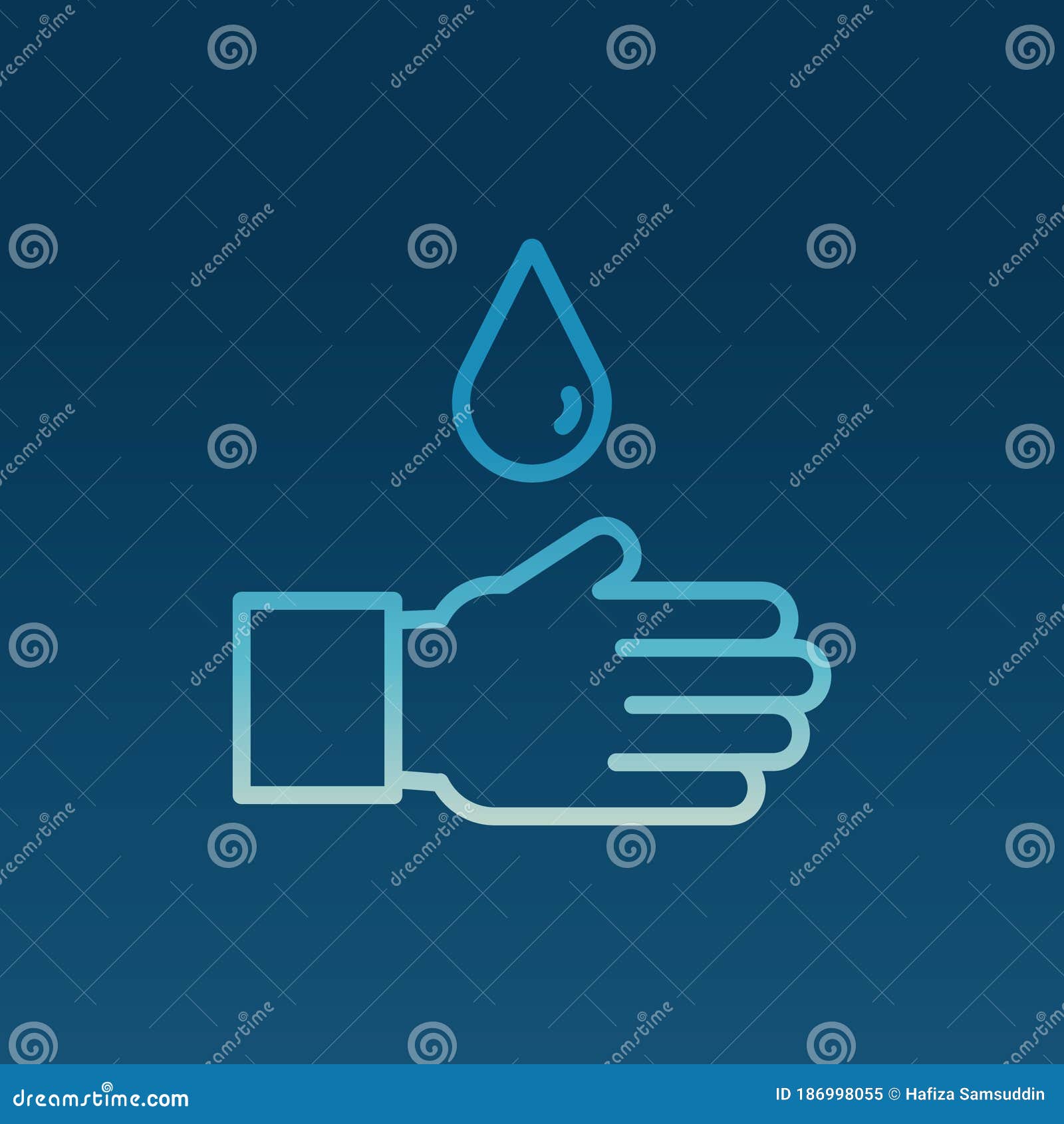 Hand with Water Drop. Vector Illustration Decorative Design Stock ...