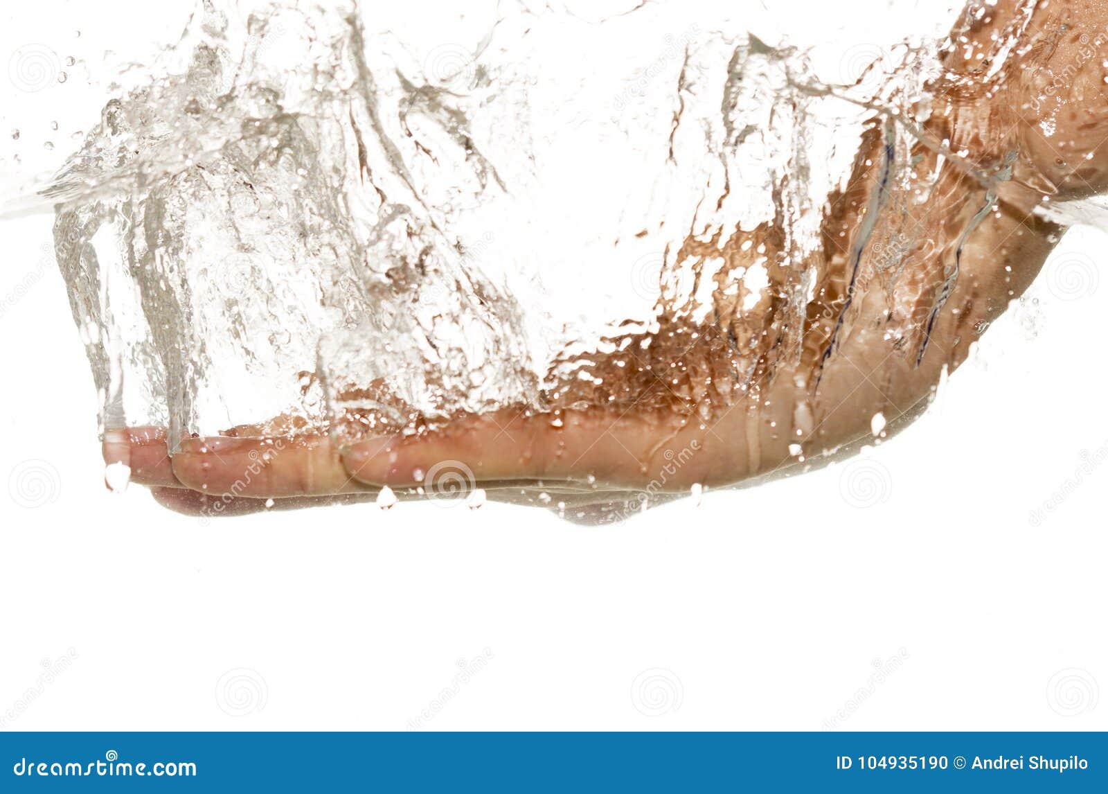 Hand in Water Isolated on White Background Stock Photo - Image of drop ...