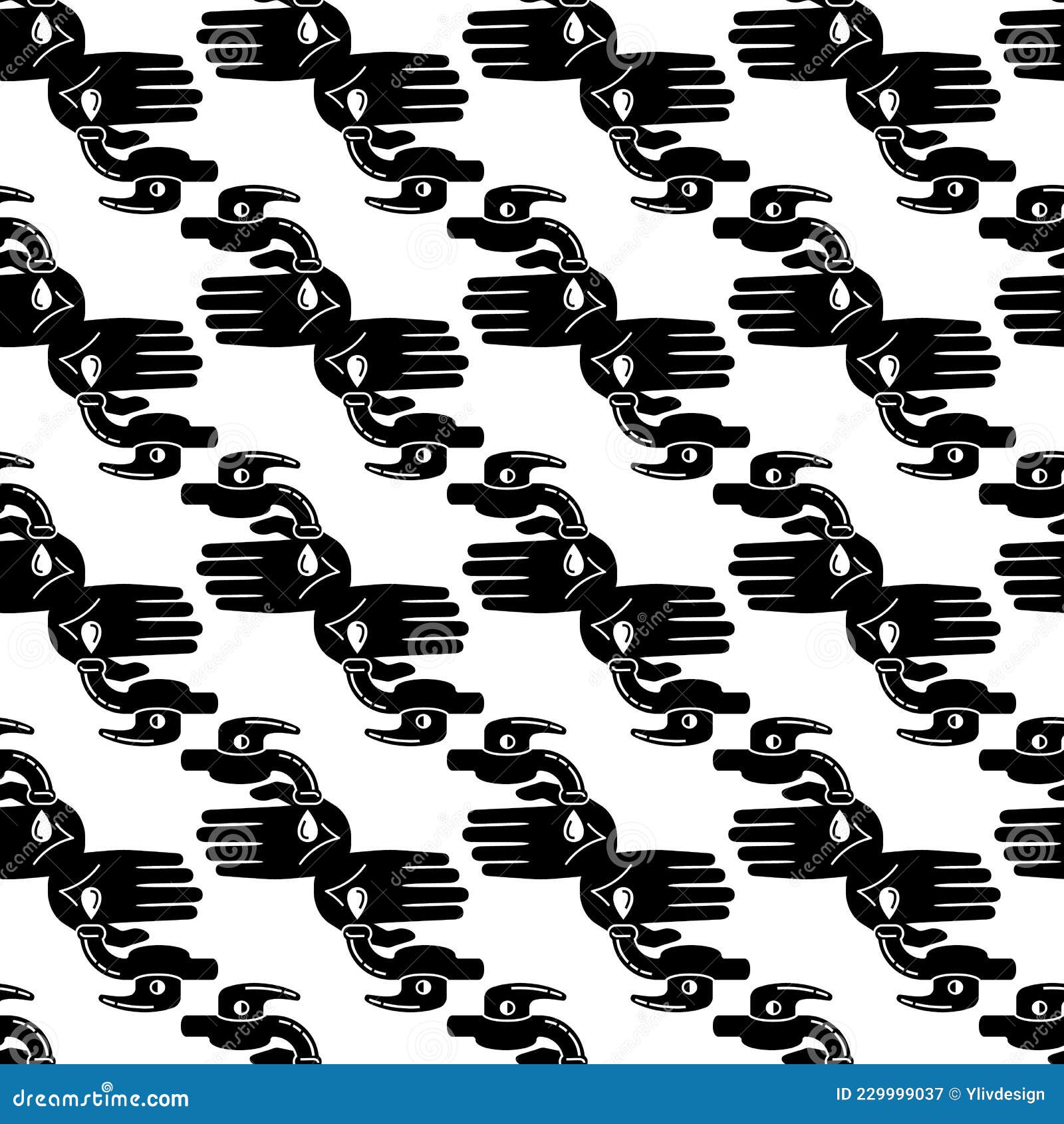Hand Water Tap Pattern Seamless Vector Stock Vector - Illustration of ...