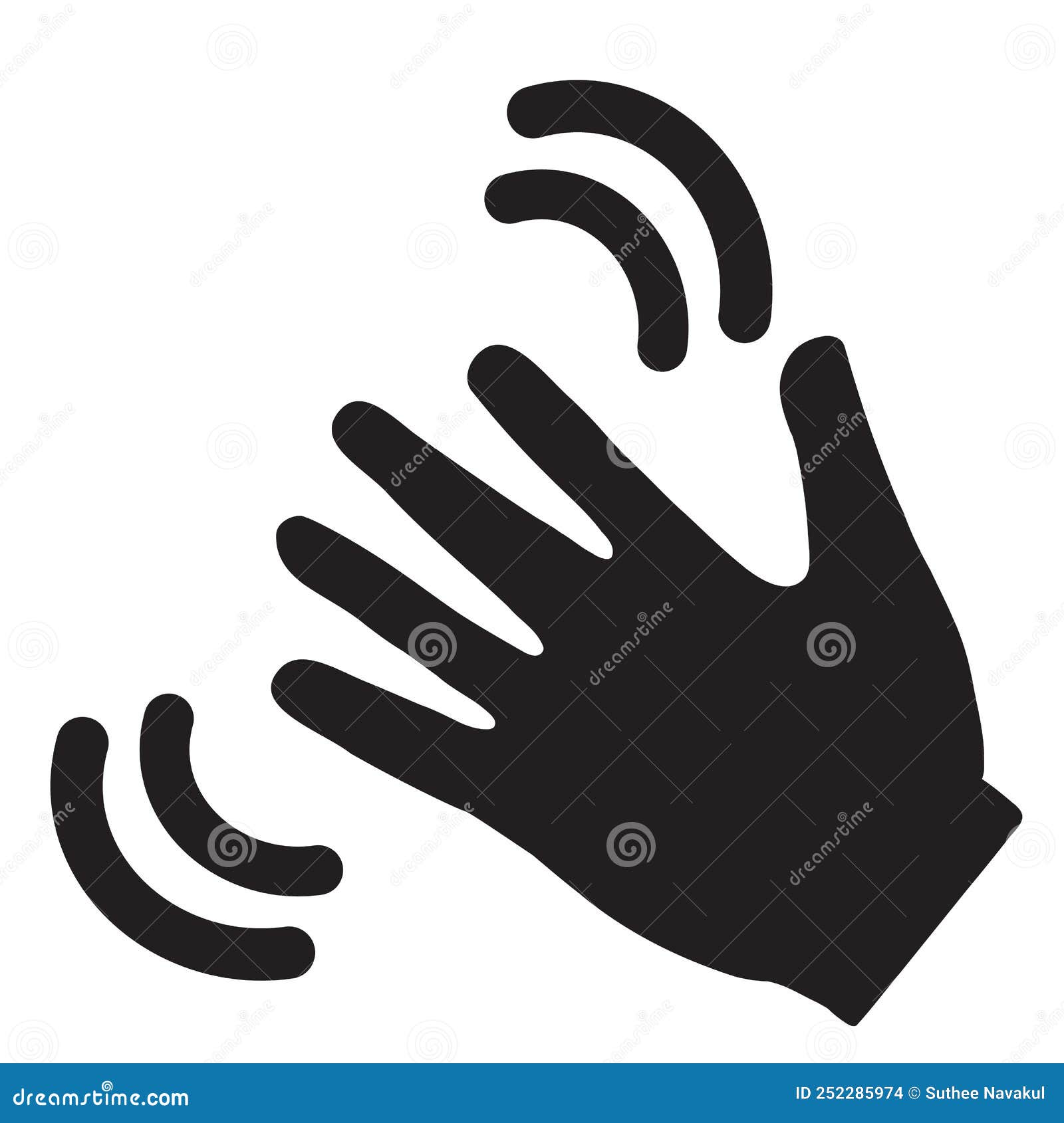 Hand Wave Icon on White Background. Waving Hand Sign. Hello Gesture ...