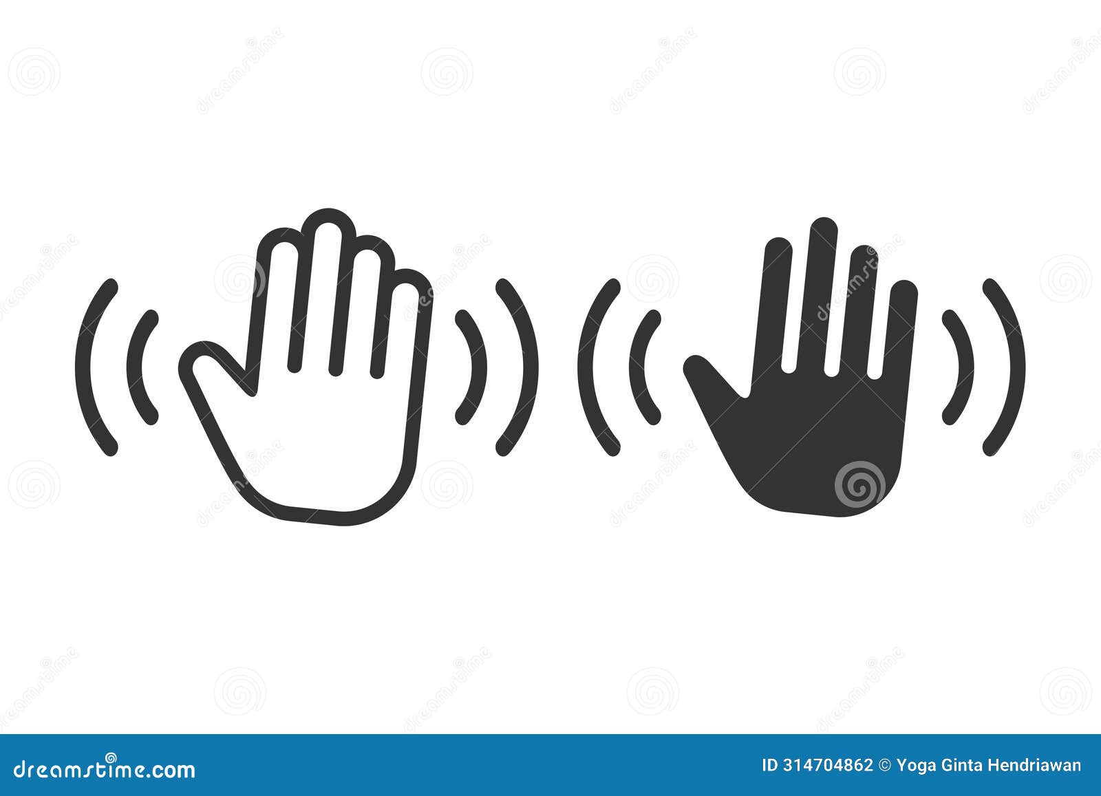 Hand Waving Icon. Illustration Vector Stock Vector - Illustration of ...