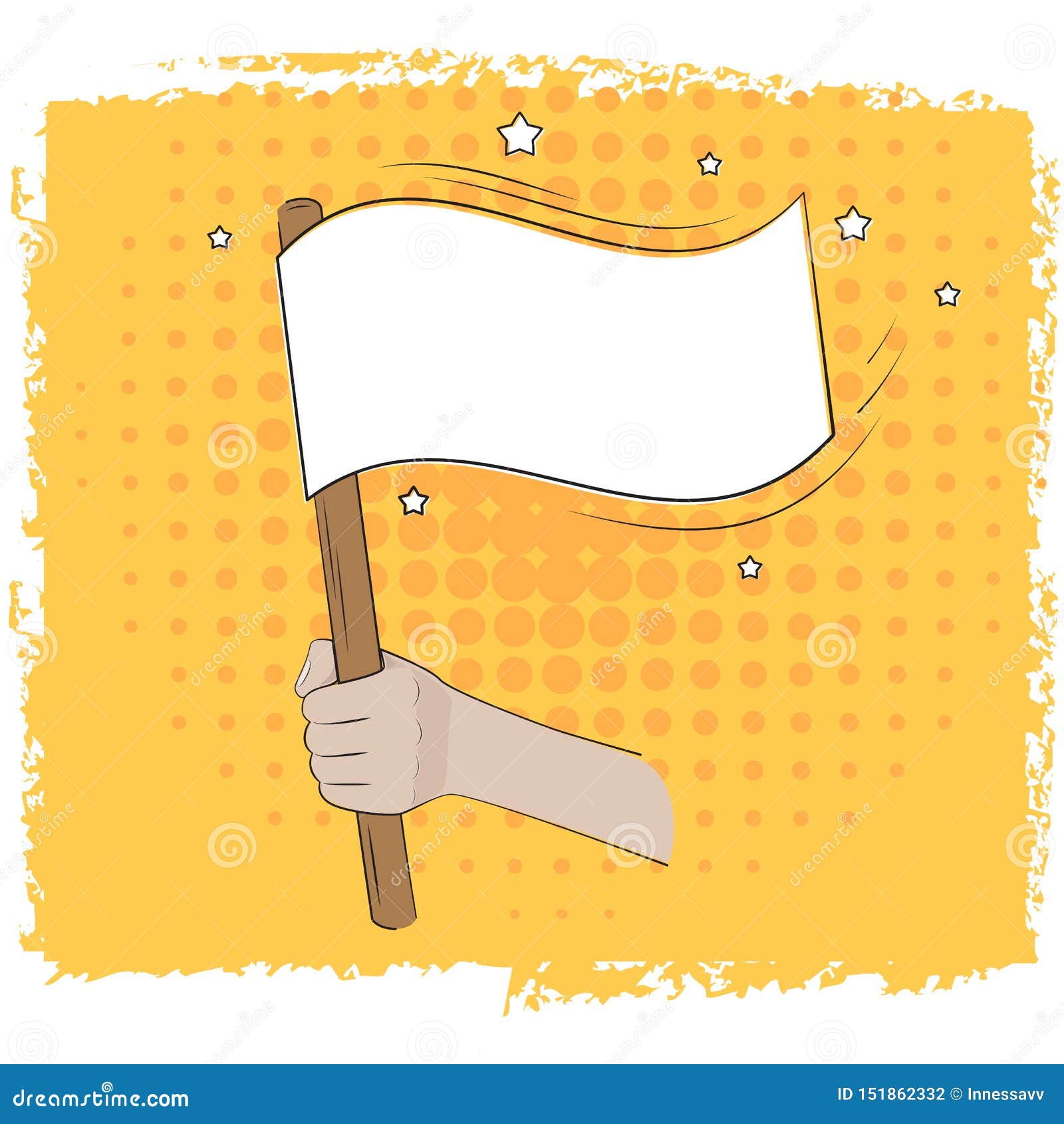 Hand Waving a White Flag.Capitulation Stock Vector - Illustration of ...