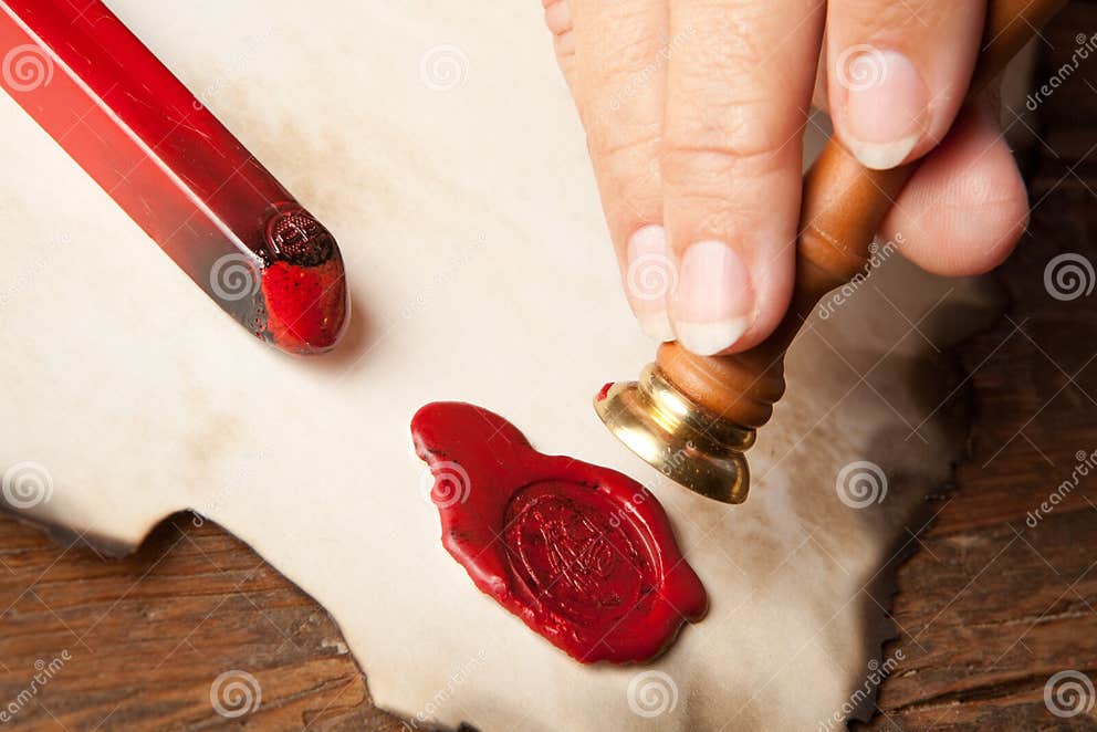 Hand with wax seal stock image. Image of parchment, ancient - 16136169