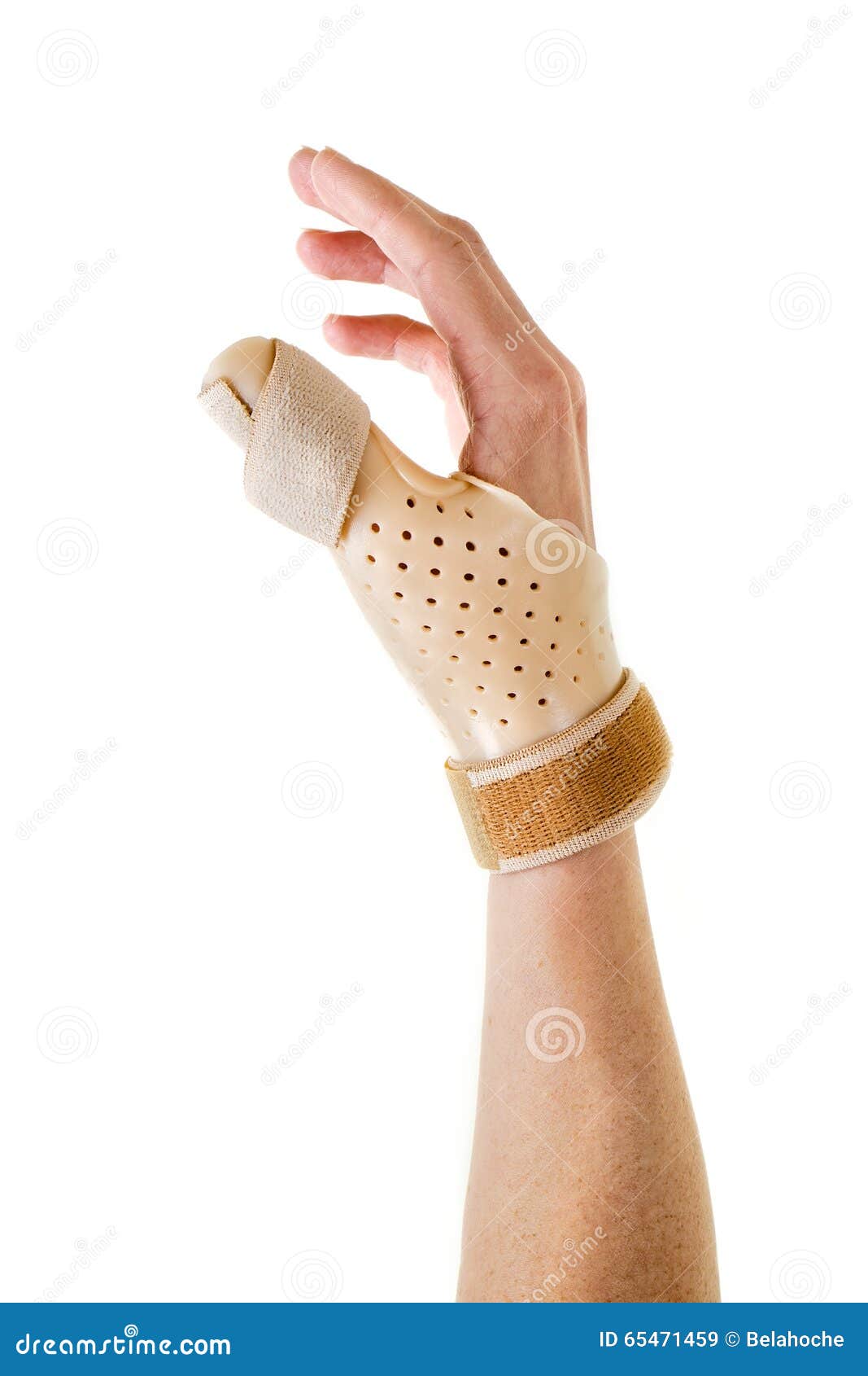 Hand Wearing Brace Over Thumb in White Studio Stock Image - Image of ...