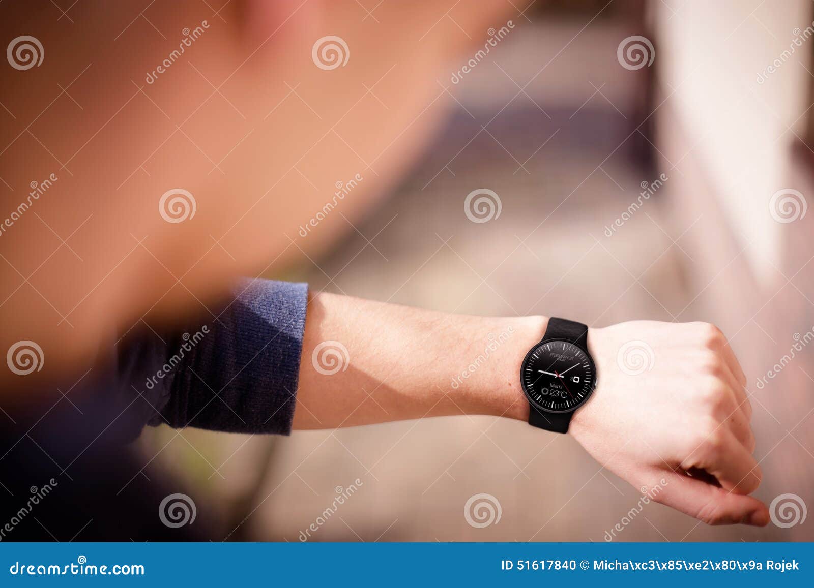 Hand wearing smartwatch. stock photo. Image of mail, electronic - 51617840