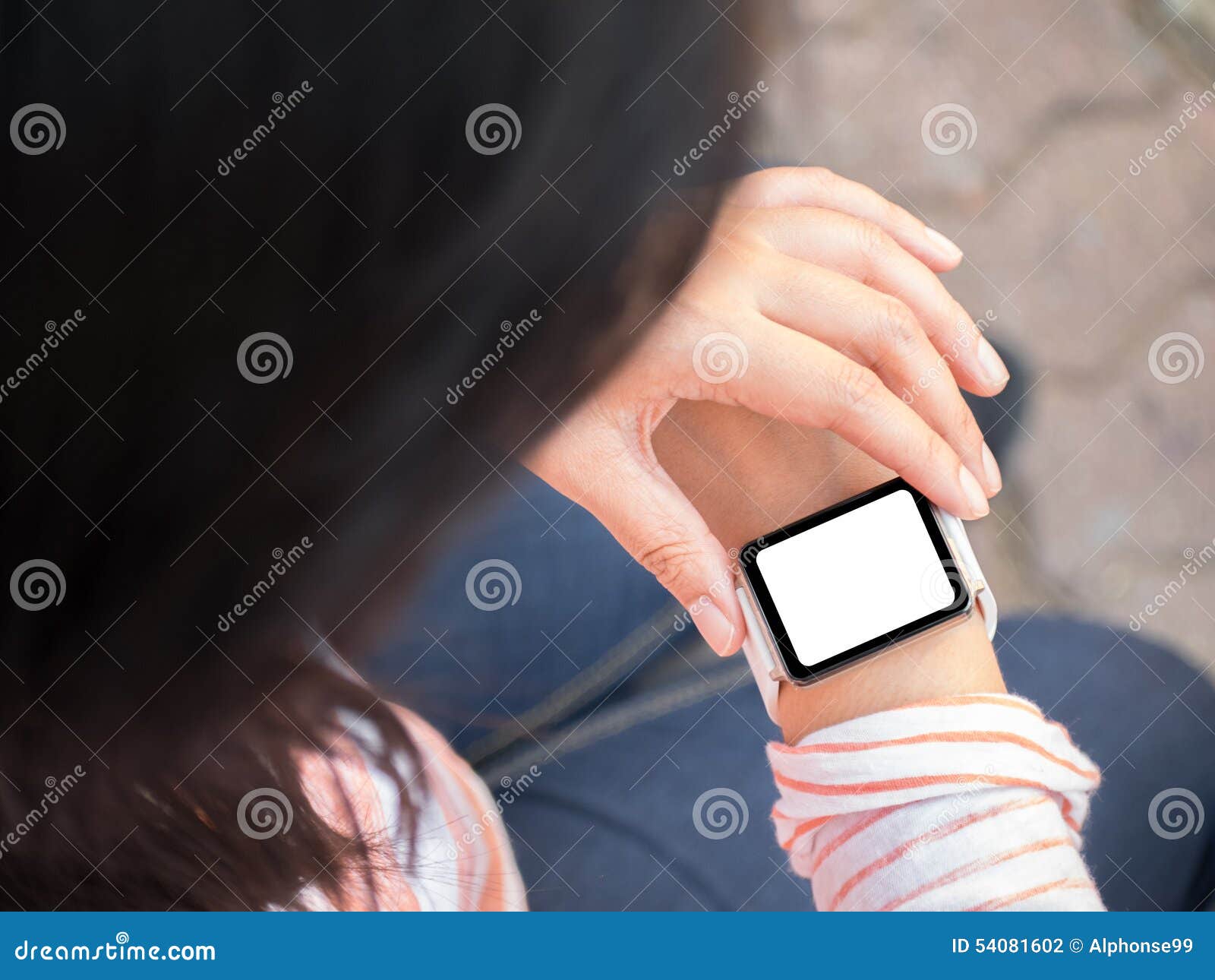 Hand wearing smartwatch stock photo. Image of device - 54081602