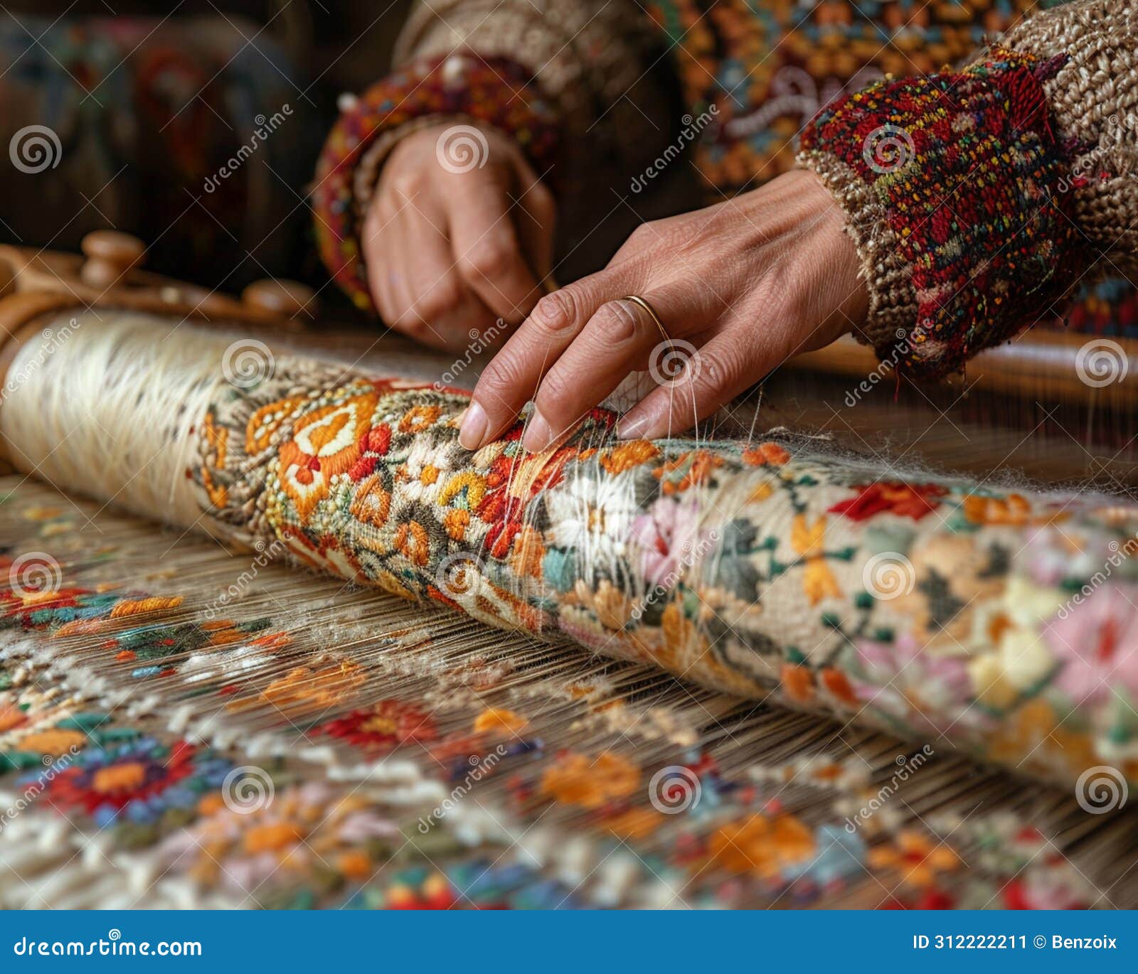 Hand Weaving Threads on a Loom Stock Image - Image of organic, pattern ...
