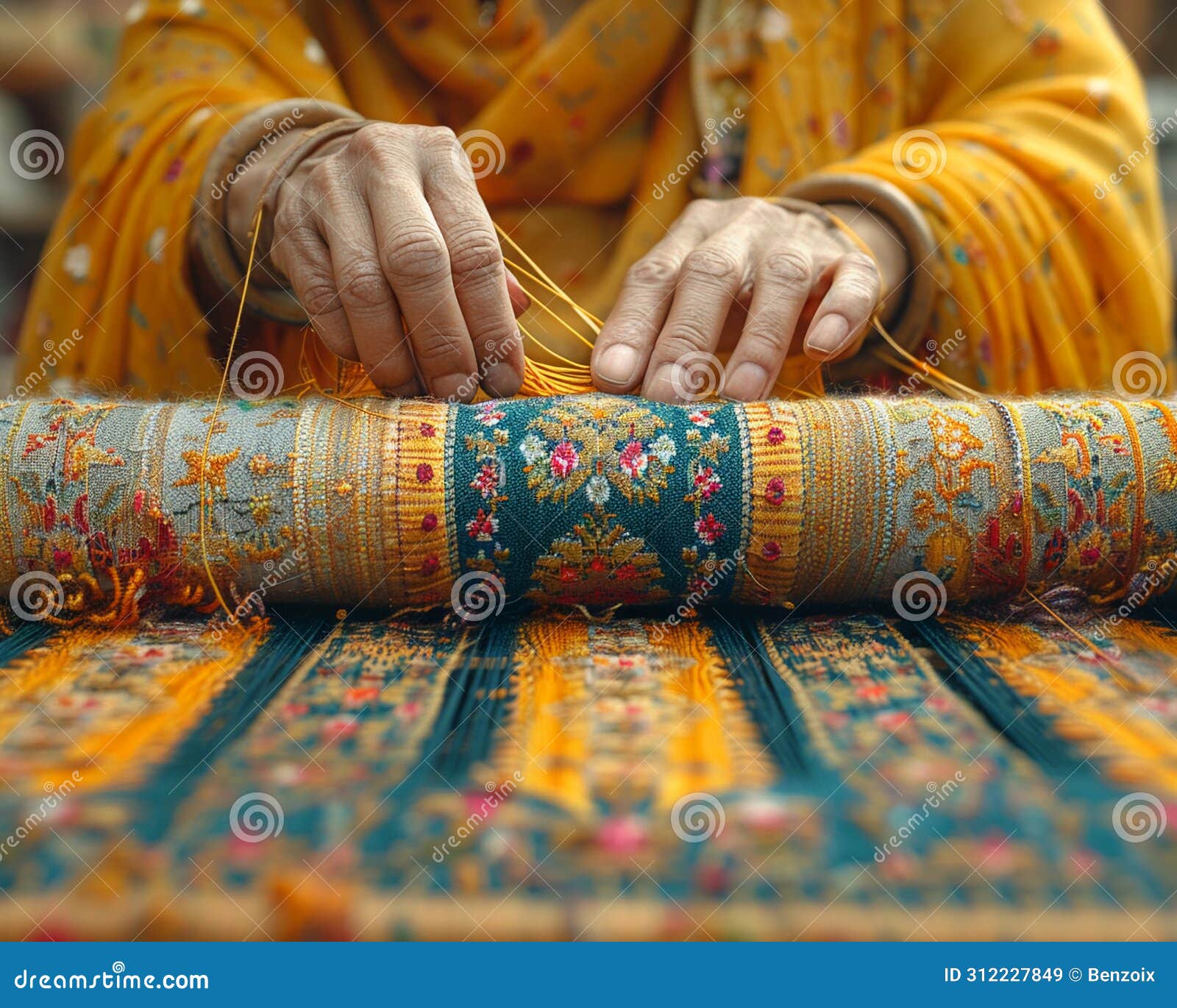Hand Weaving Threads on a Loom Stock Image - Image of weave, method ...