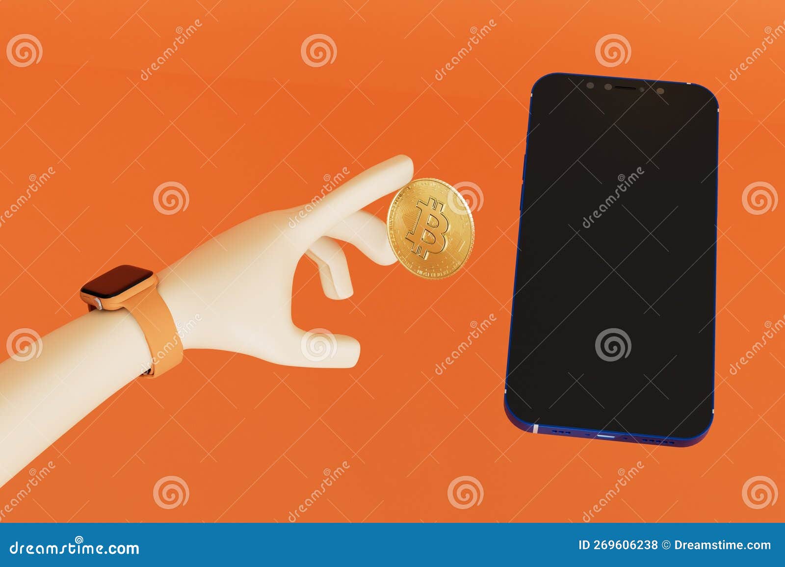 The Hand on Which the Smartwatch Reaches for the Smartphone Next To ...