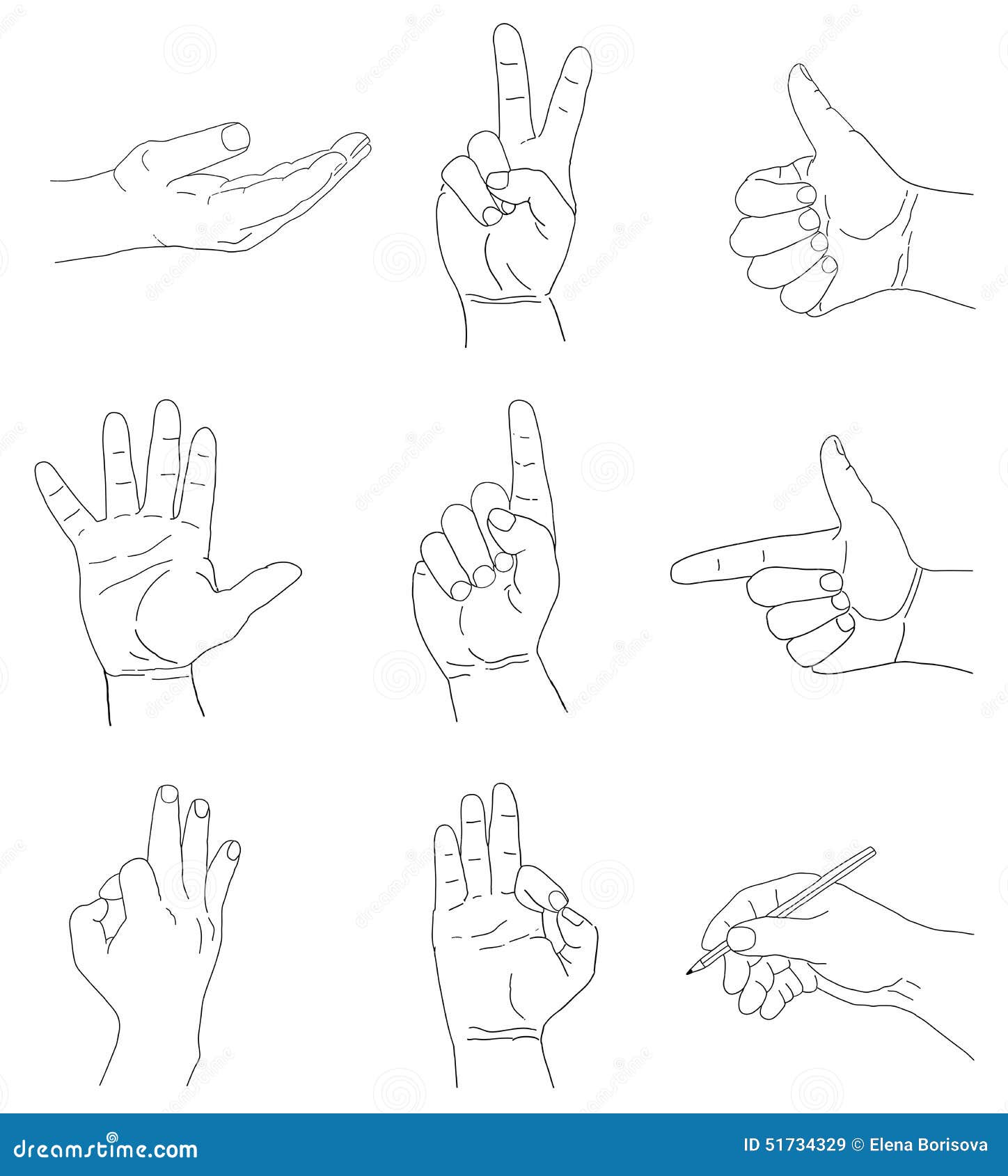 Hand on white background stock vector. Illustration of drawing - 51734329