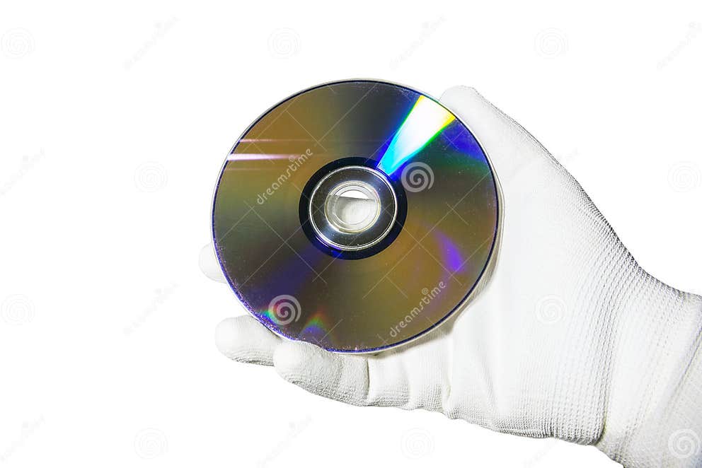 Hand in a White Glove Holding the Compact Disc CD Stock Image - Image ...