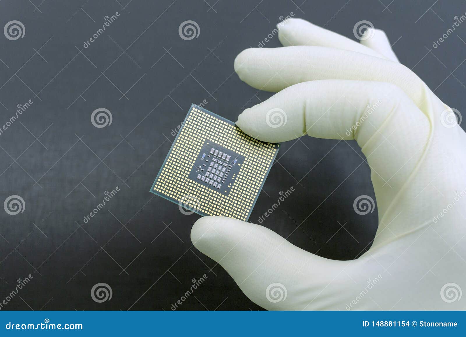 Hand in White Glove Holding a CPU Computer Processor Microchip Stock ...