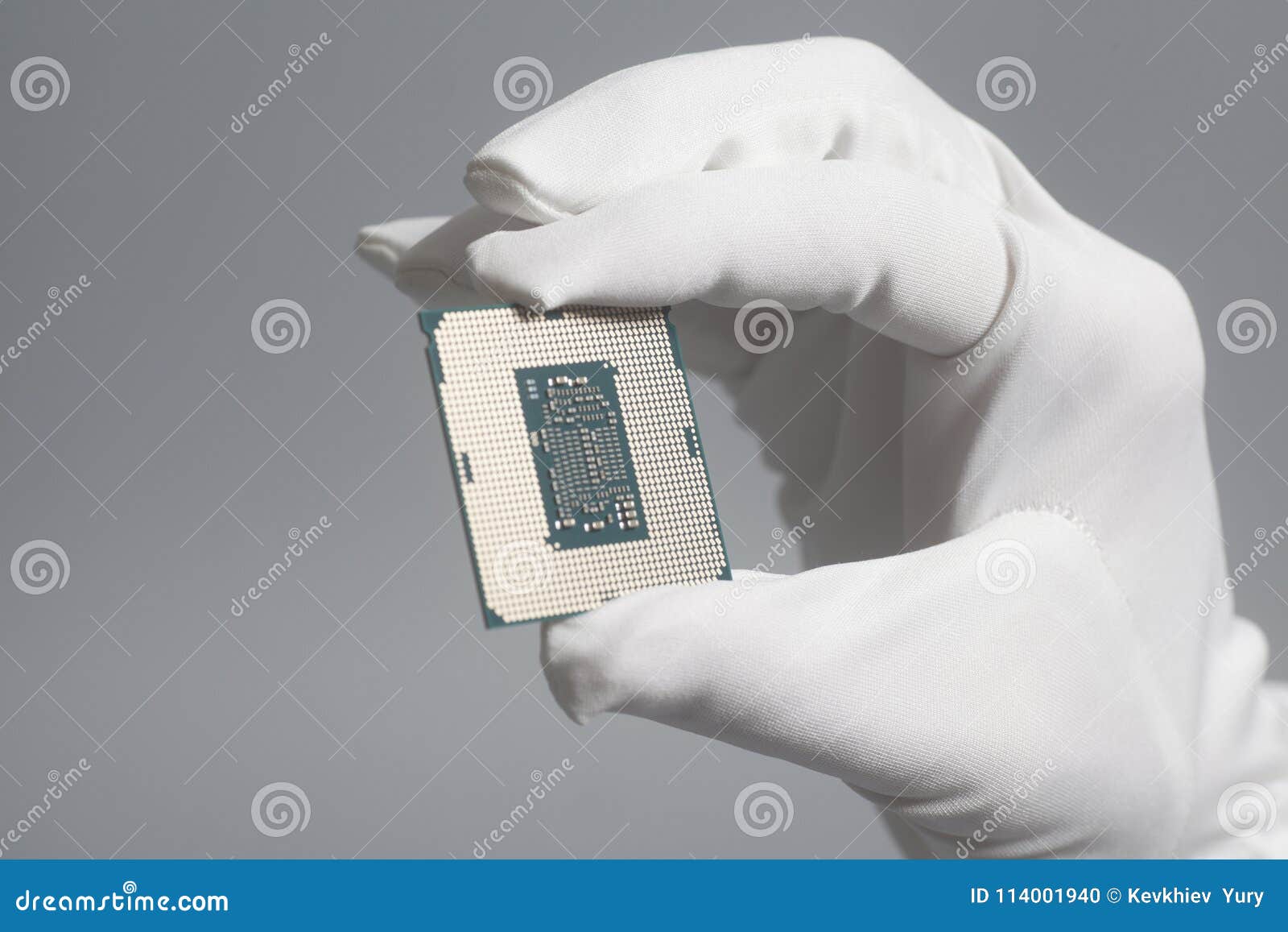 Hand in White Glove Holding a CPU Computer Processor Microchip Stock ...