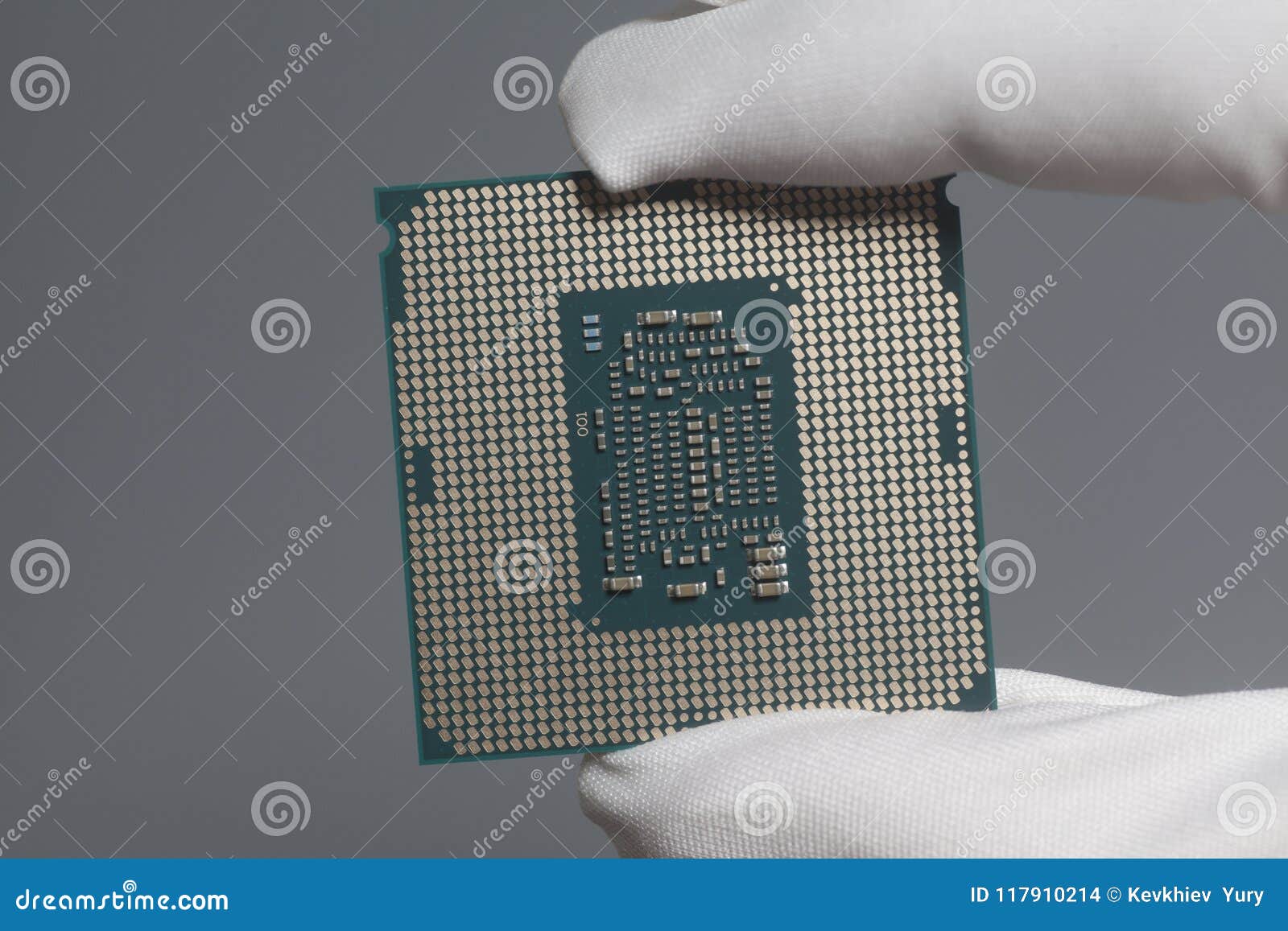 Hand in White Glove Holding a CPU Computer Processor Microchip Stock ...
