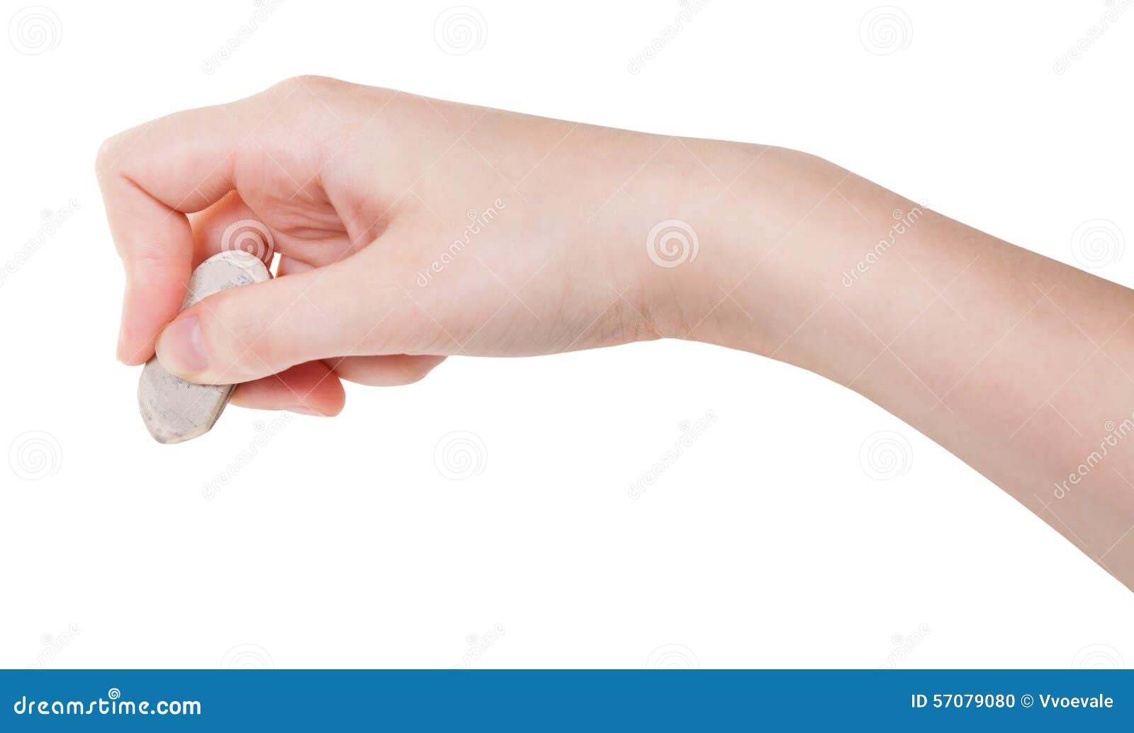 Hand with White Rubber Eraser Isolated on White Stock Photo - Image of ...