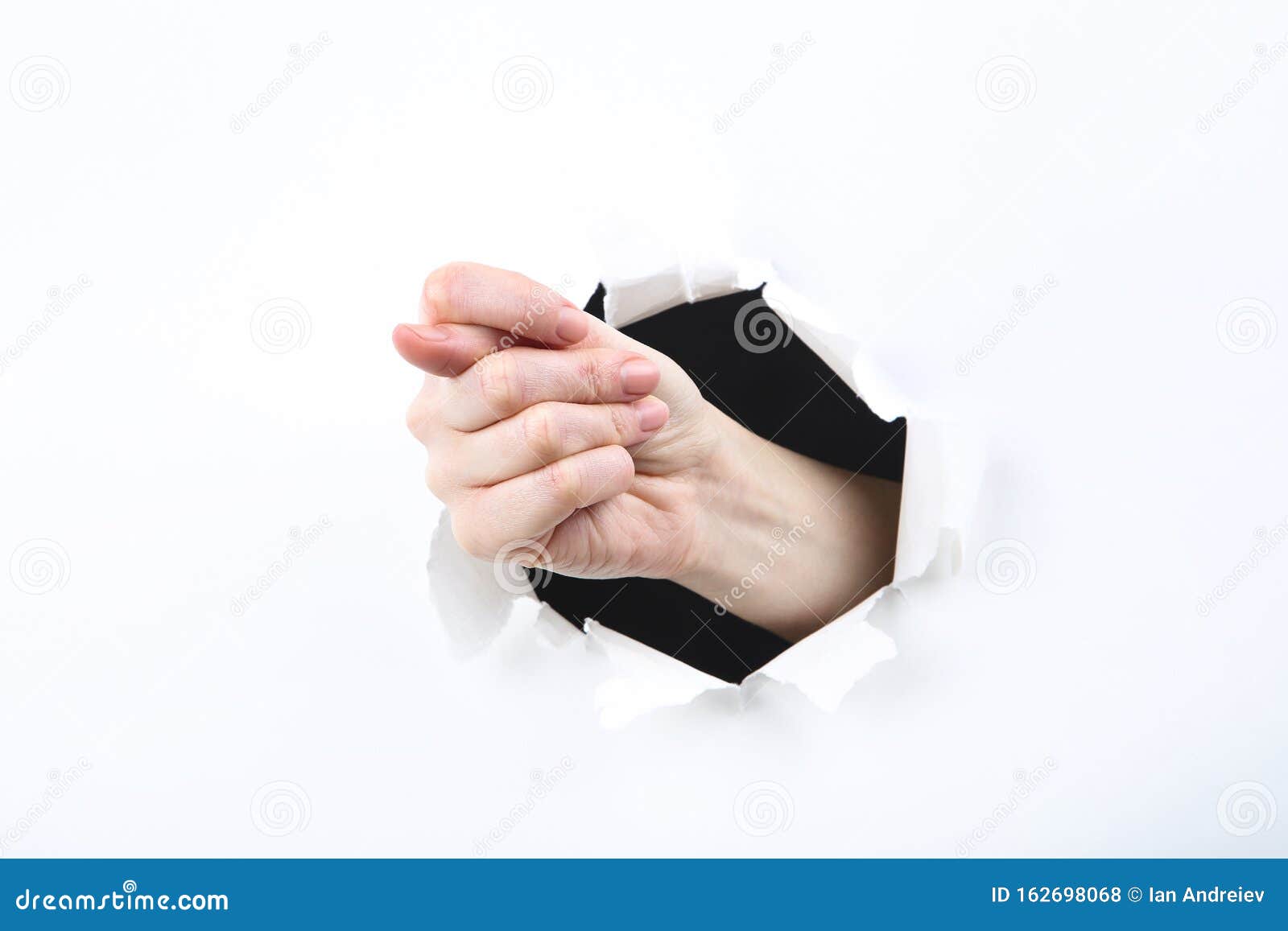 Hand stock photo. Image of showing, torn, wall, human - 162698068