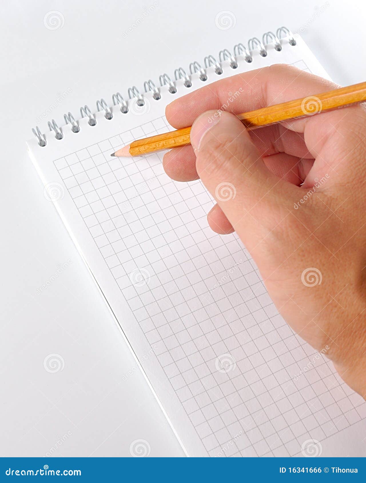 Hand Whith Pencil Writing in Notebook Stock Photo - Image of hand ...