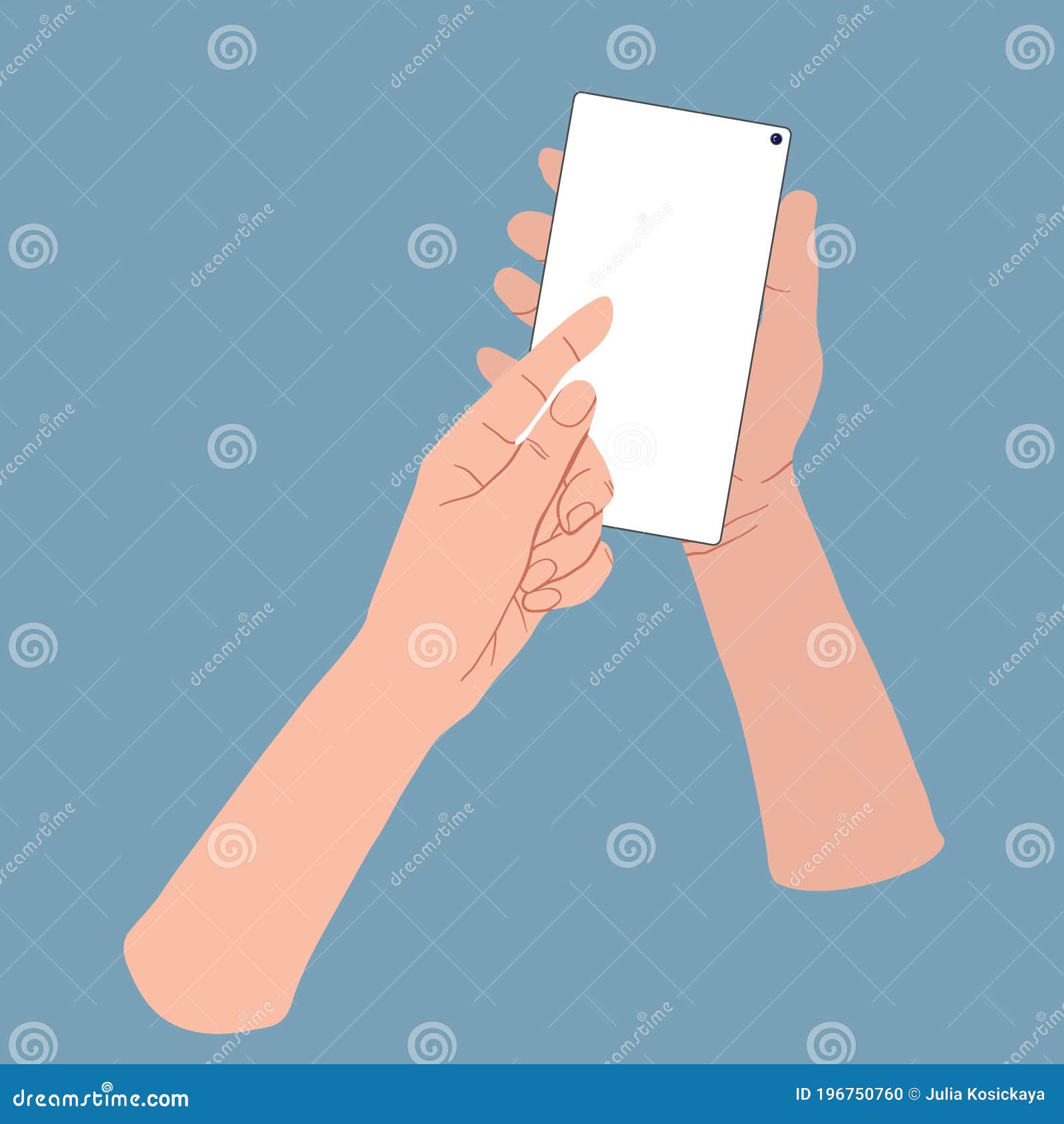 Hand Wich Holding and Touching a Smartphone with Blank Screen. Vector ...
