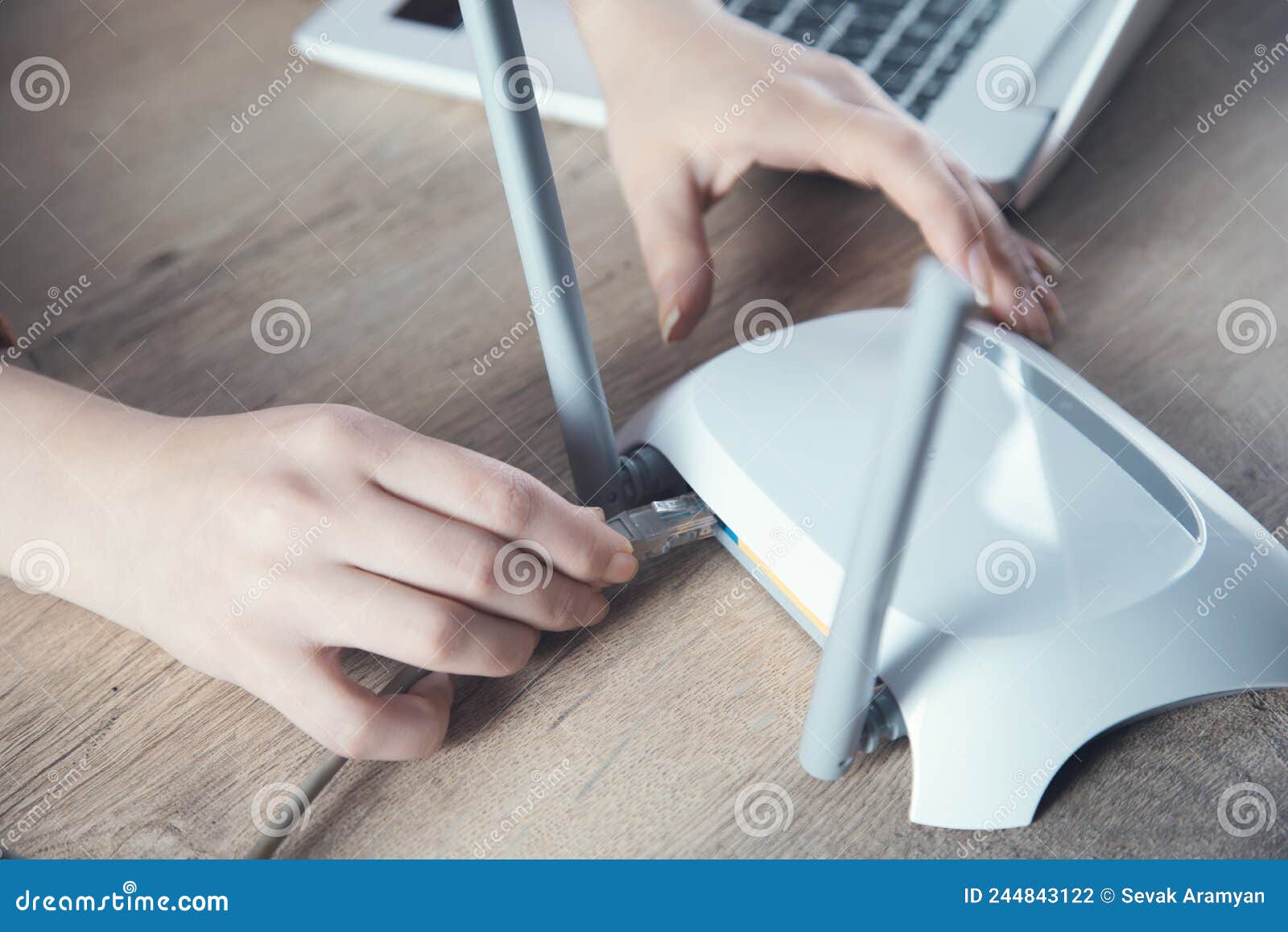 Hand wifi device cord stock photo. Image of technology - 244843122