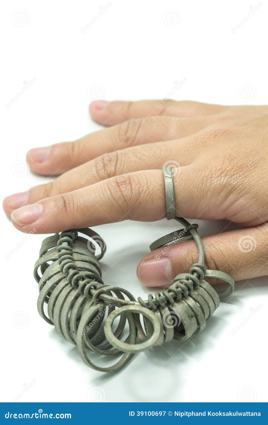 Hand Wiith Jeweler Finger Sizing Tools Isolated Stock Image - Image of ...