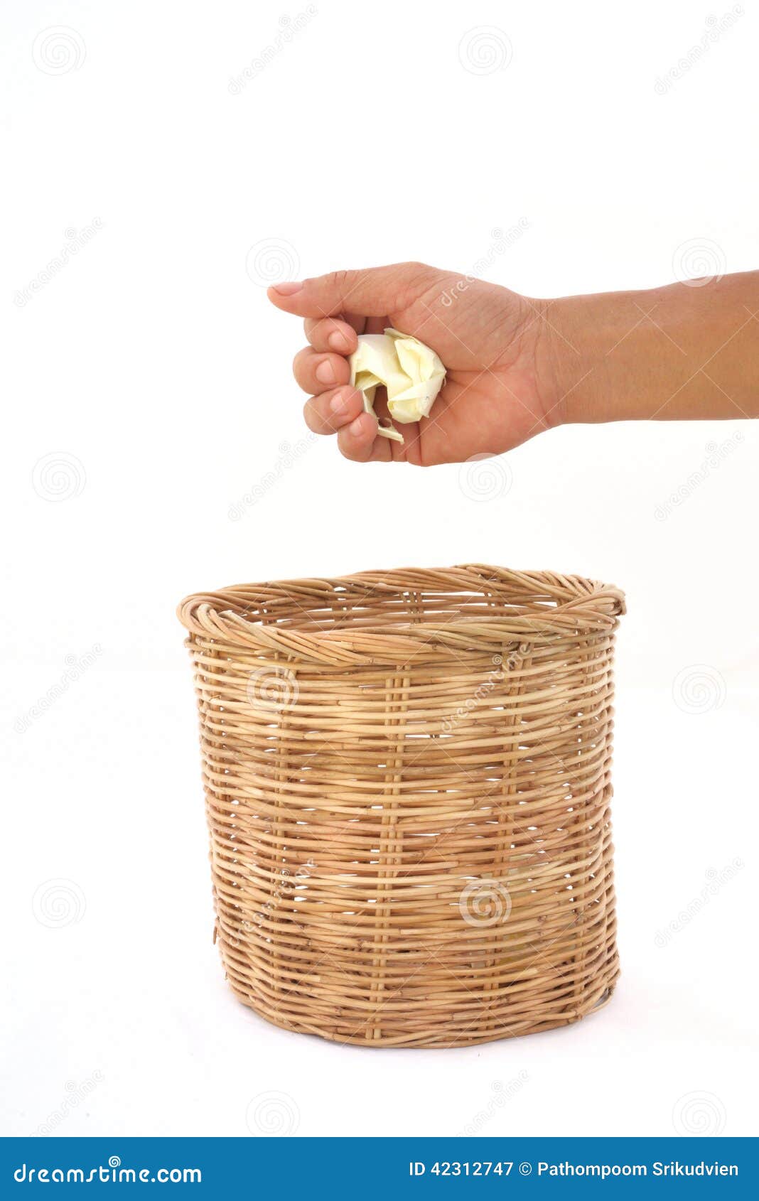 Hand Will Trow Garbage To Rattan Bin Stock Image - Image of nature ...