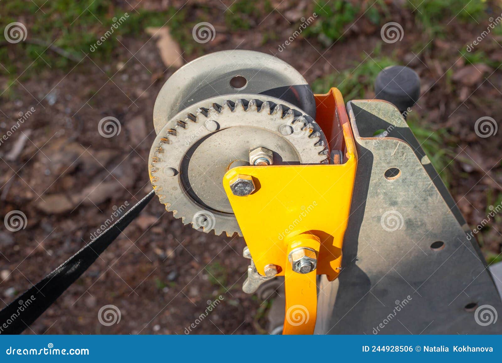 Hand Winch Device. Lever Traction Mechanism with Gear for Moving Cargo ...