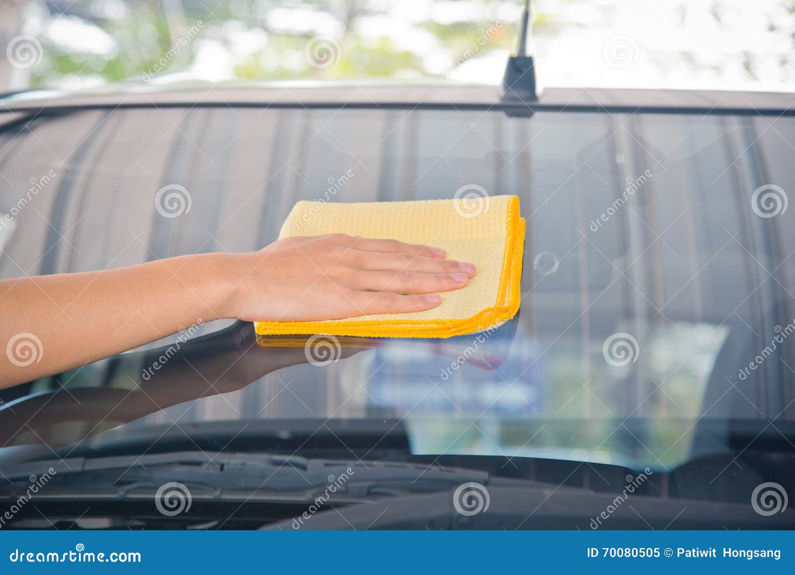 Hand Wipe Cleaning the Car Glass Stock Image - Image of bumper ...