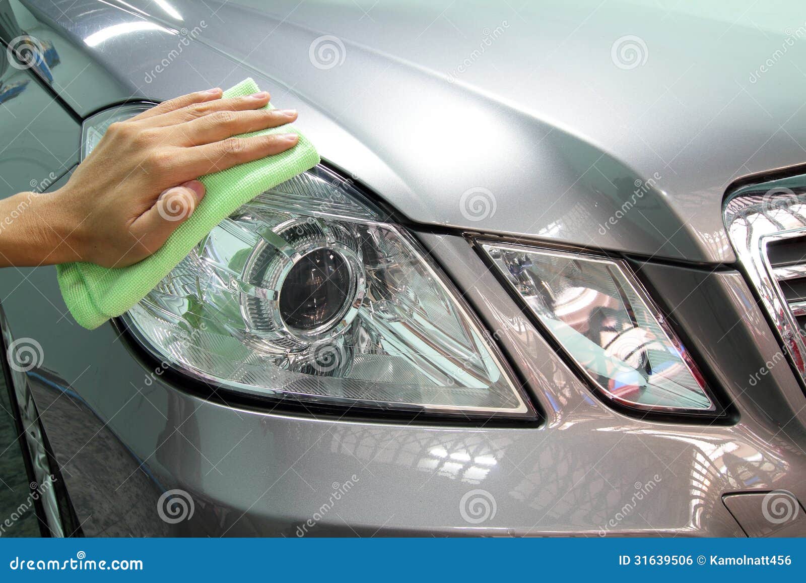 Hand with a Wipe Microfiber the Car Polishing Stock Photo - Image of ...