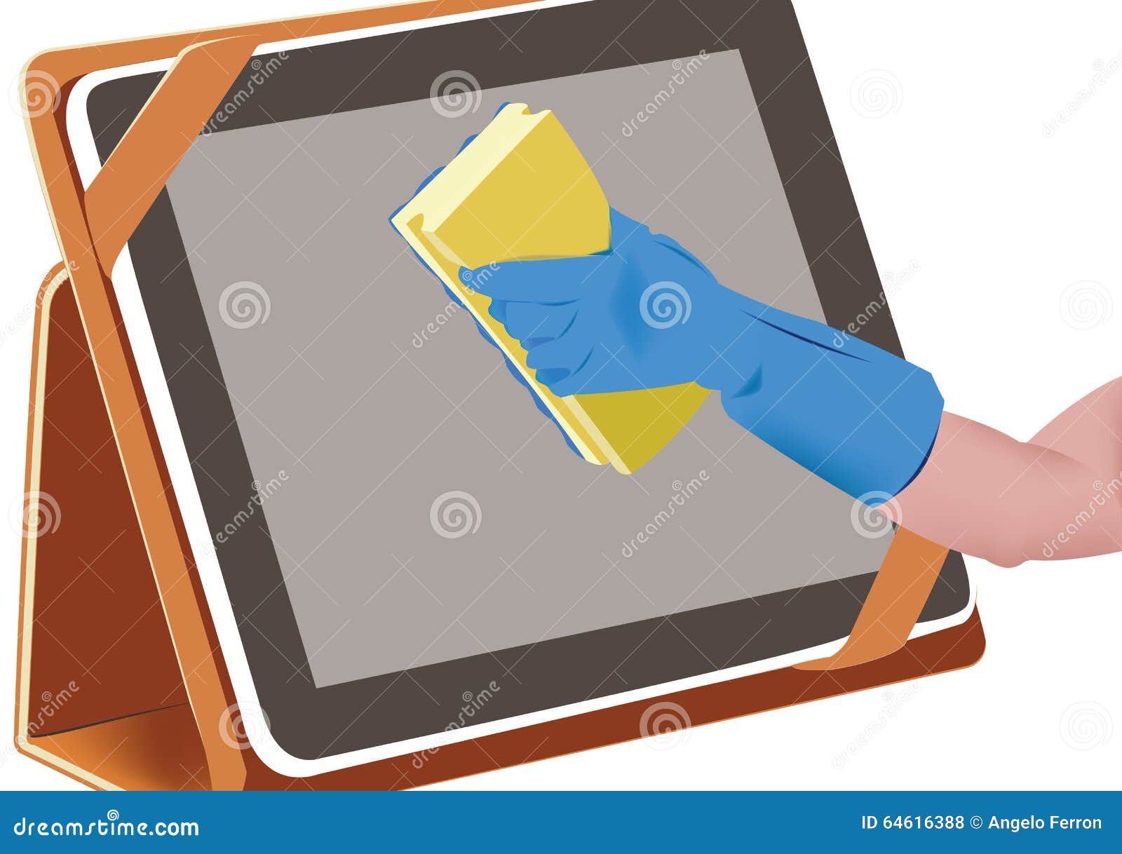 Hand wiping computer stock vector. Illustration of safe - 64616388